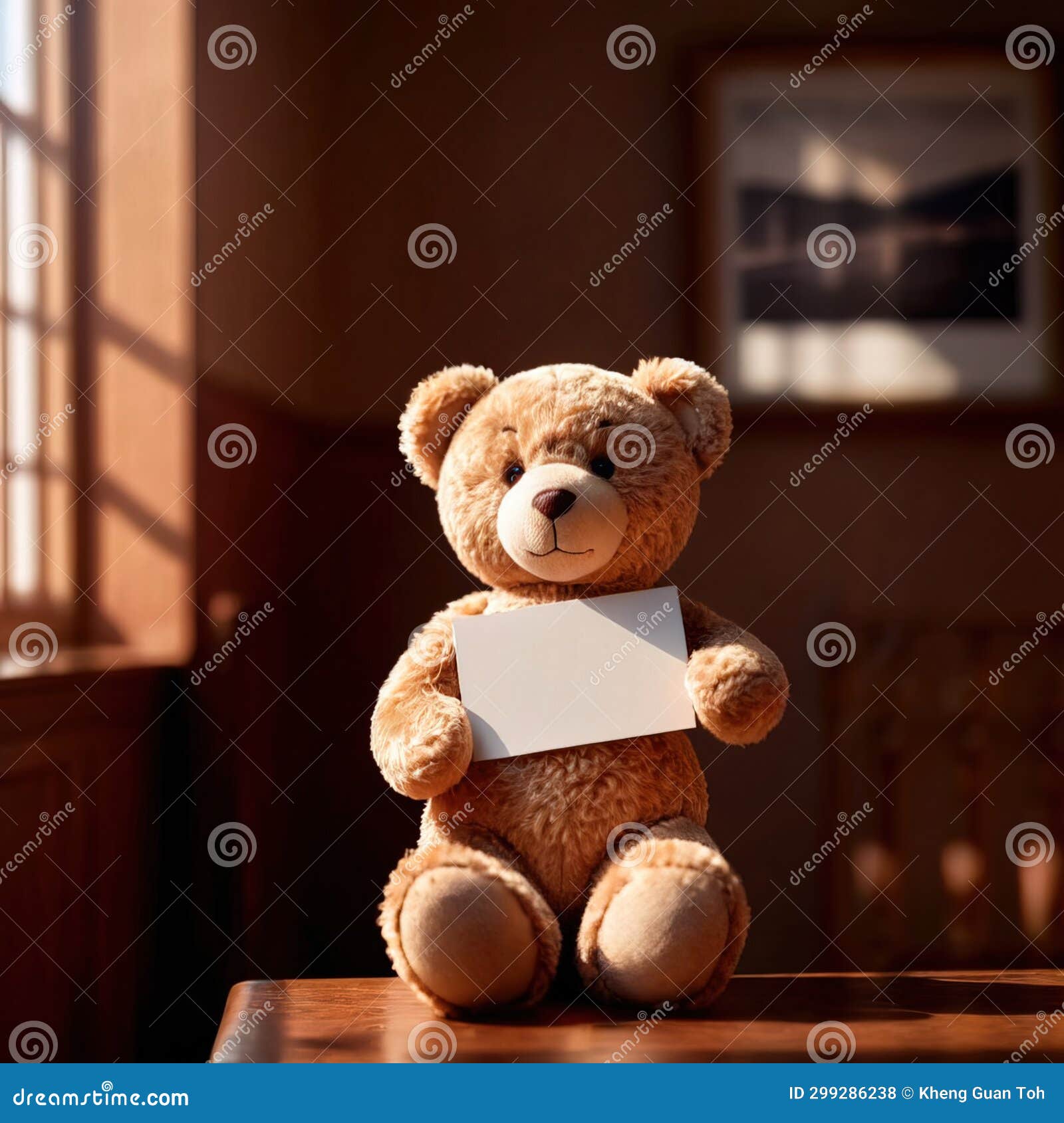 Teddy Bear Holding Empty Sign Message Stock Illustration - Illustration ...