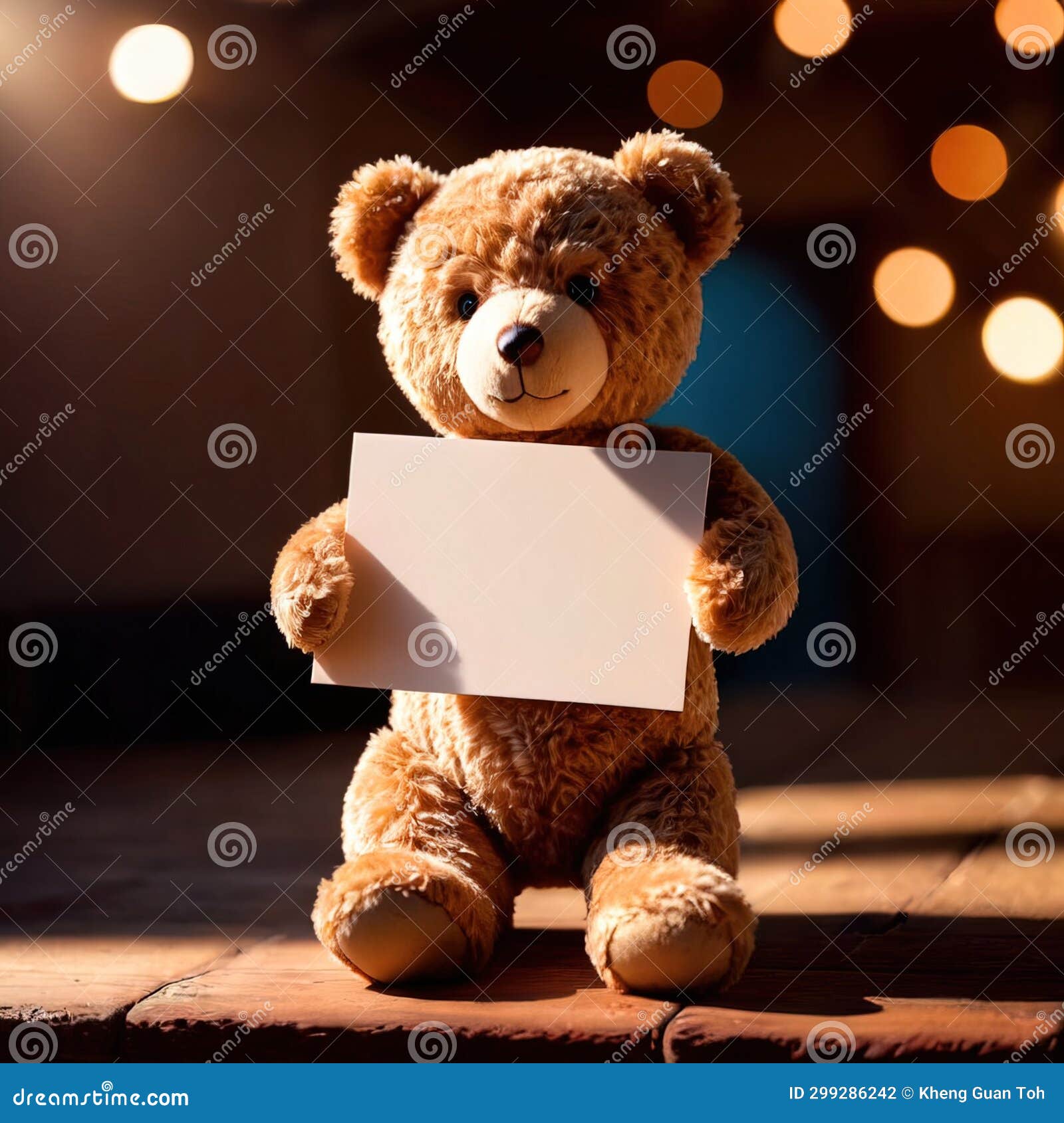 Teddy Bear Holding Empty Sign Message Stock Illustration - Illustration ...