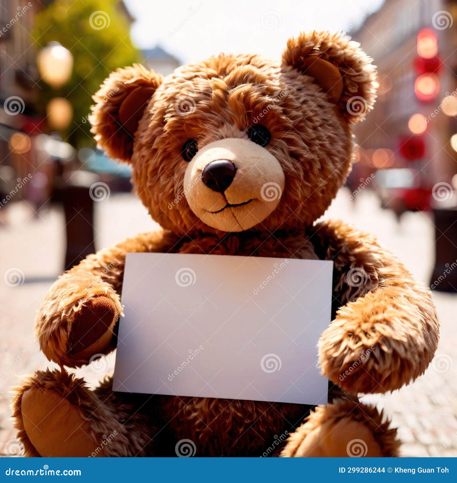 Teddy Bear Holding Empty Sign Message Stock Illustration - Illustration ...