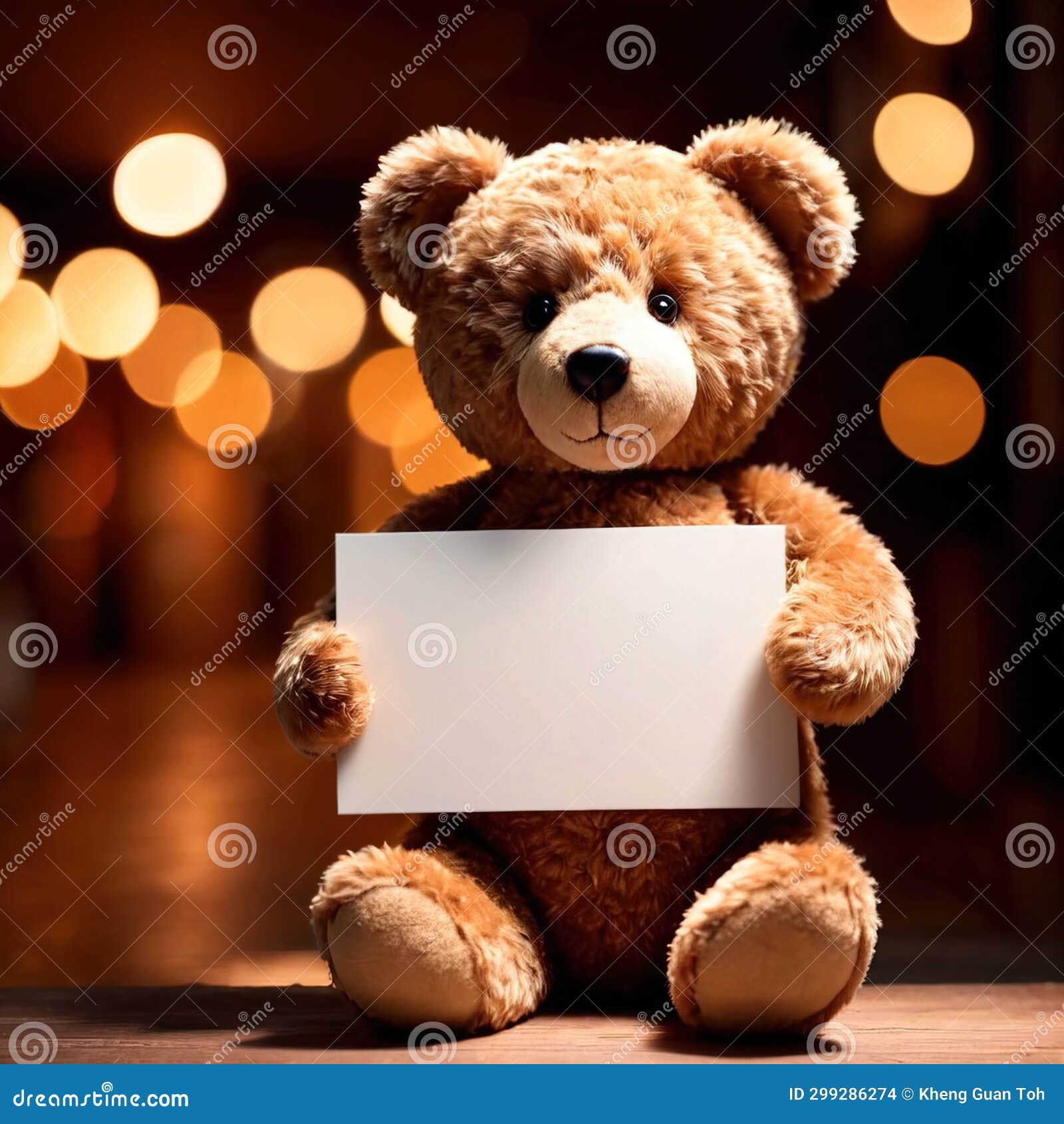 Teddy Bear Holding Empty Sign Message Stock Illustration - Illustration ...