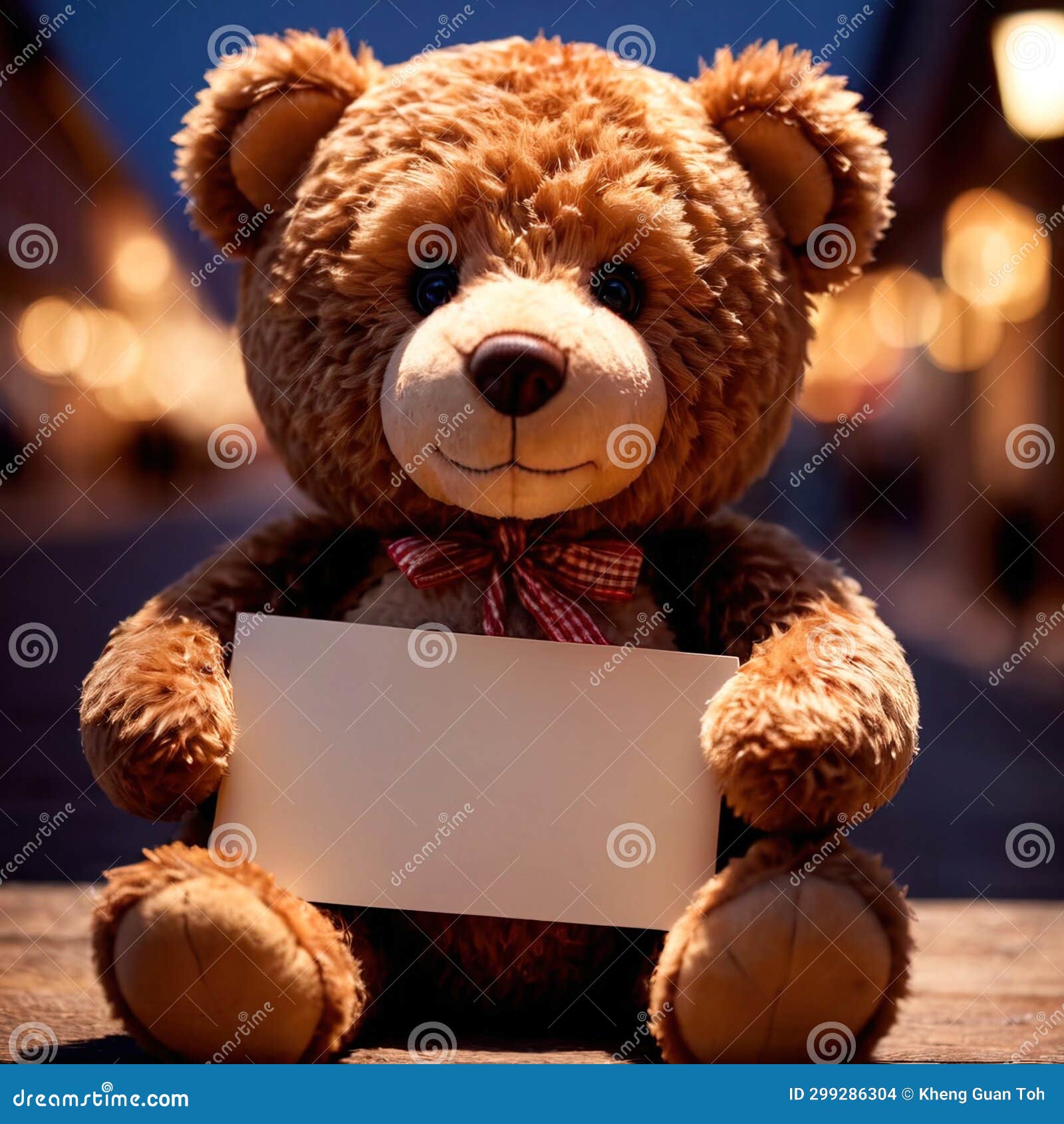 Teddy Bear Holding Empty Sign Message Stock Illustration - Illustration ...