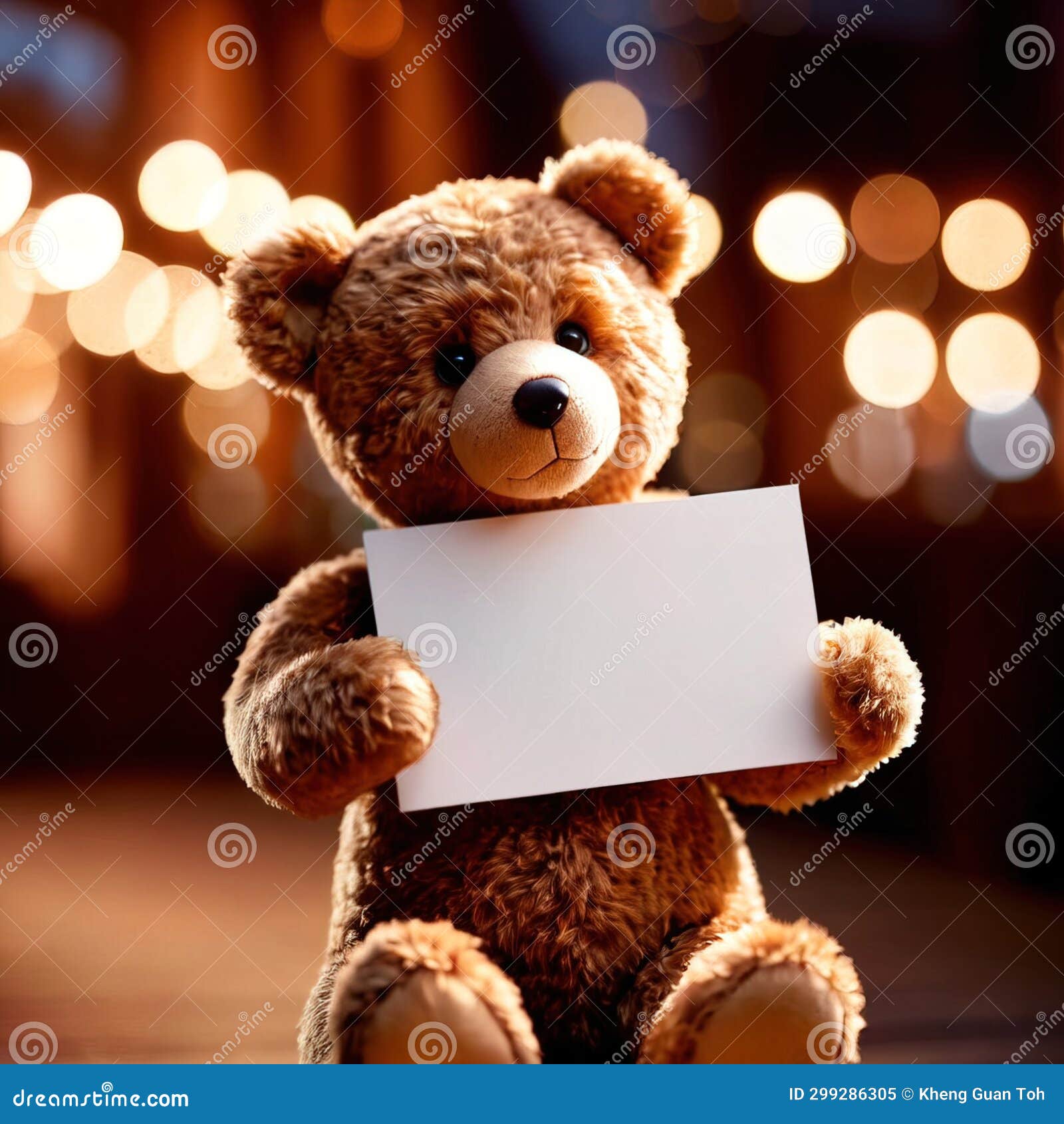 Teddy Bear Holding Empty Sign Message Stock Illustration - Illustration ...