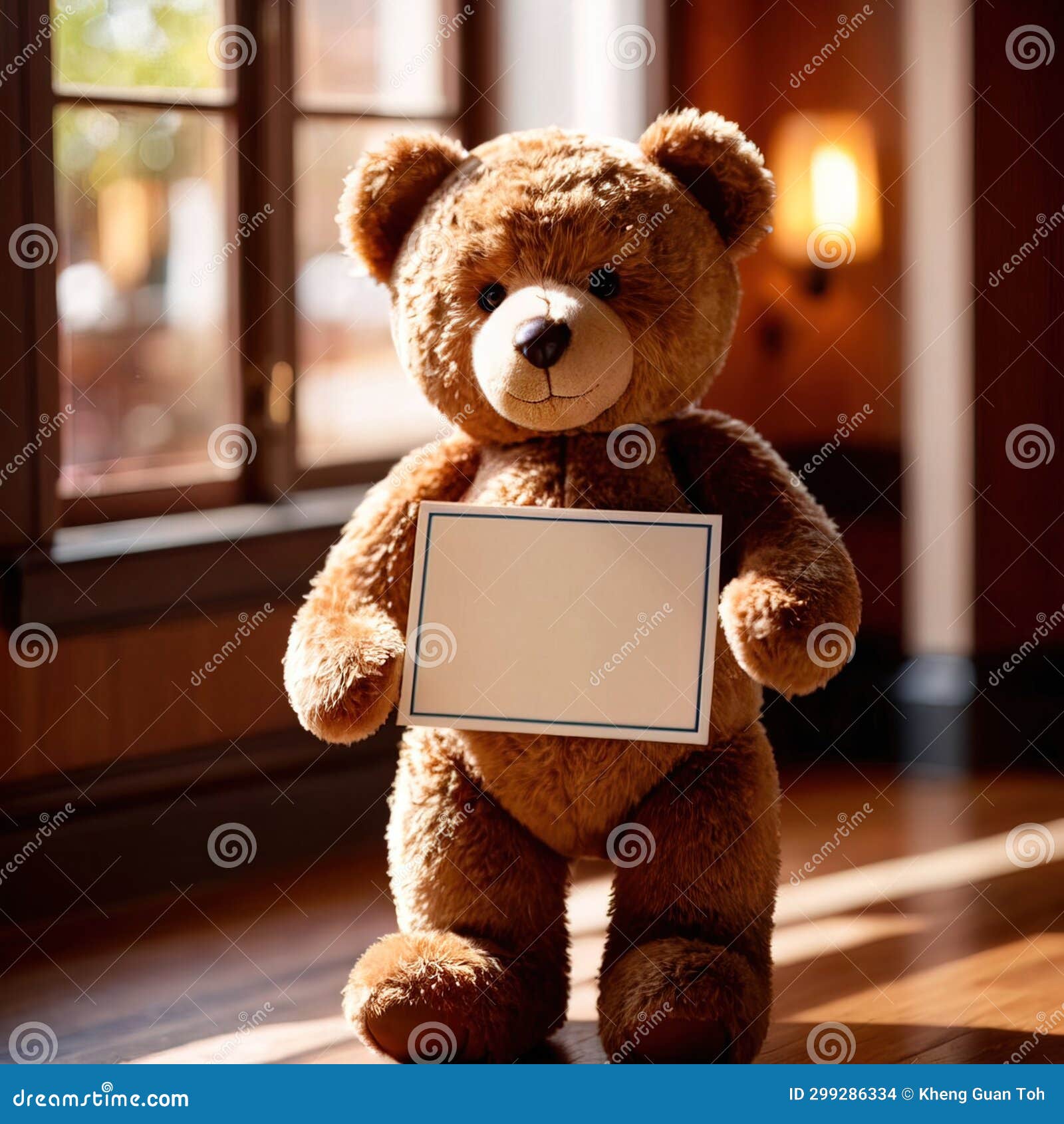 Teddy Bear Holding Empty Sign Message Stock Illustration - Illustration ...