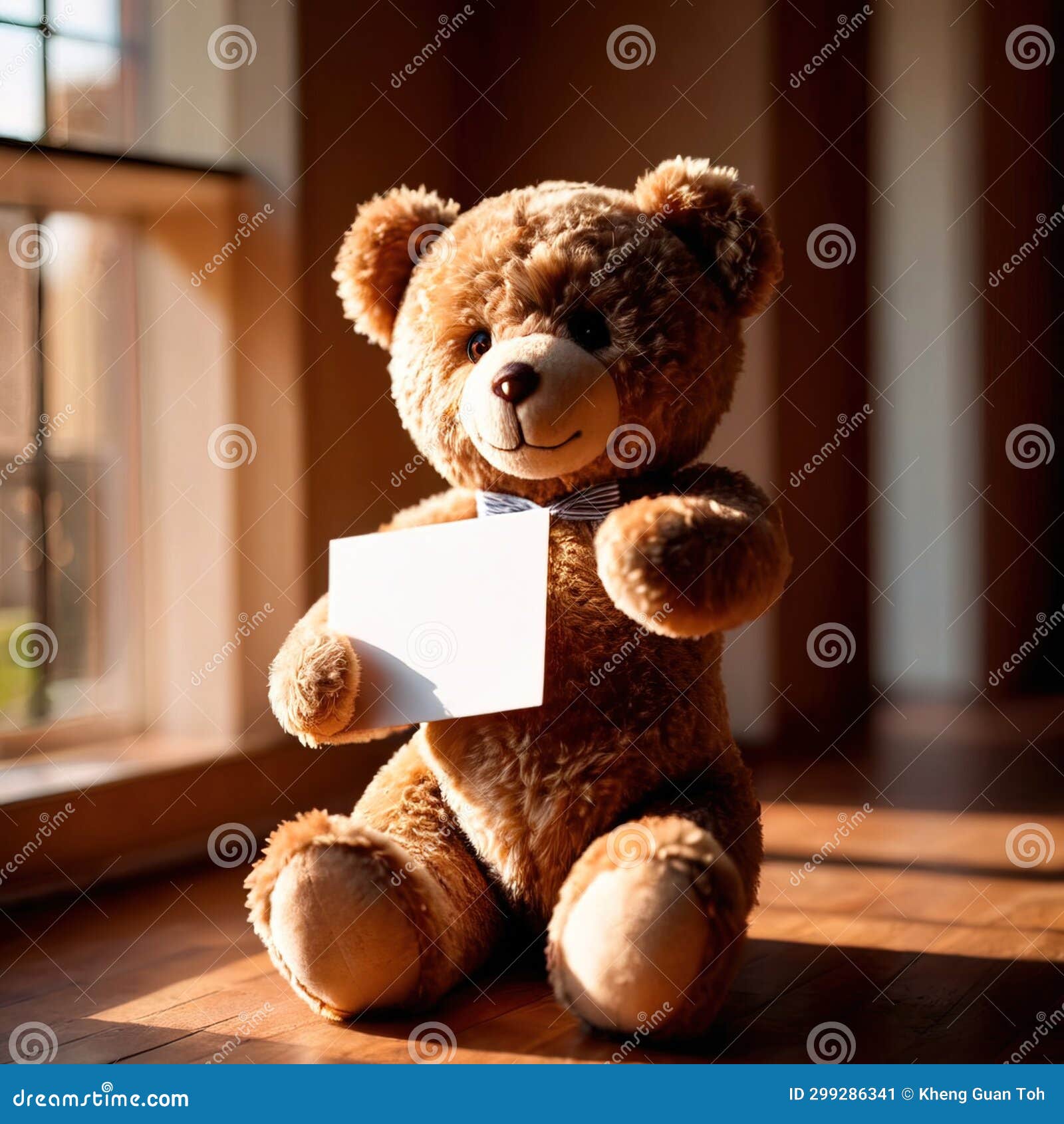 Teddy Bear Holding Empty Sign Message Stock Illustration - Illustration ...