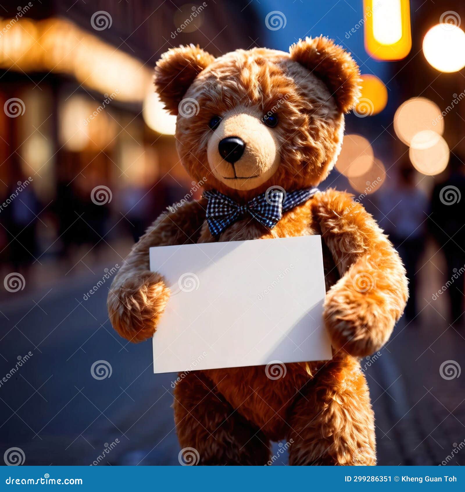 Teddy Bear Holding Empty Sign Message Stock Illustration - Illustration ...