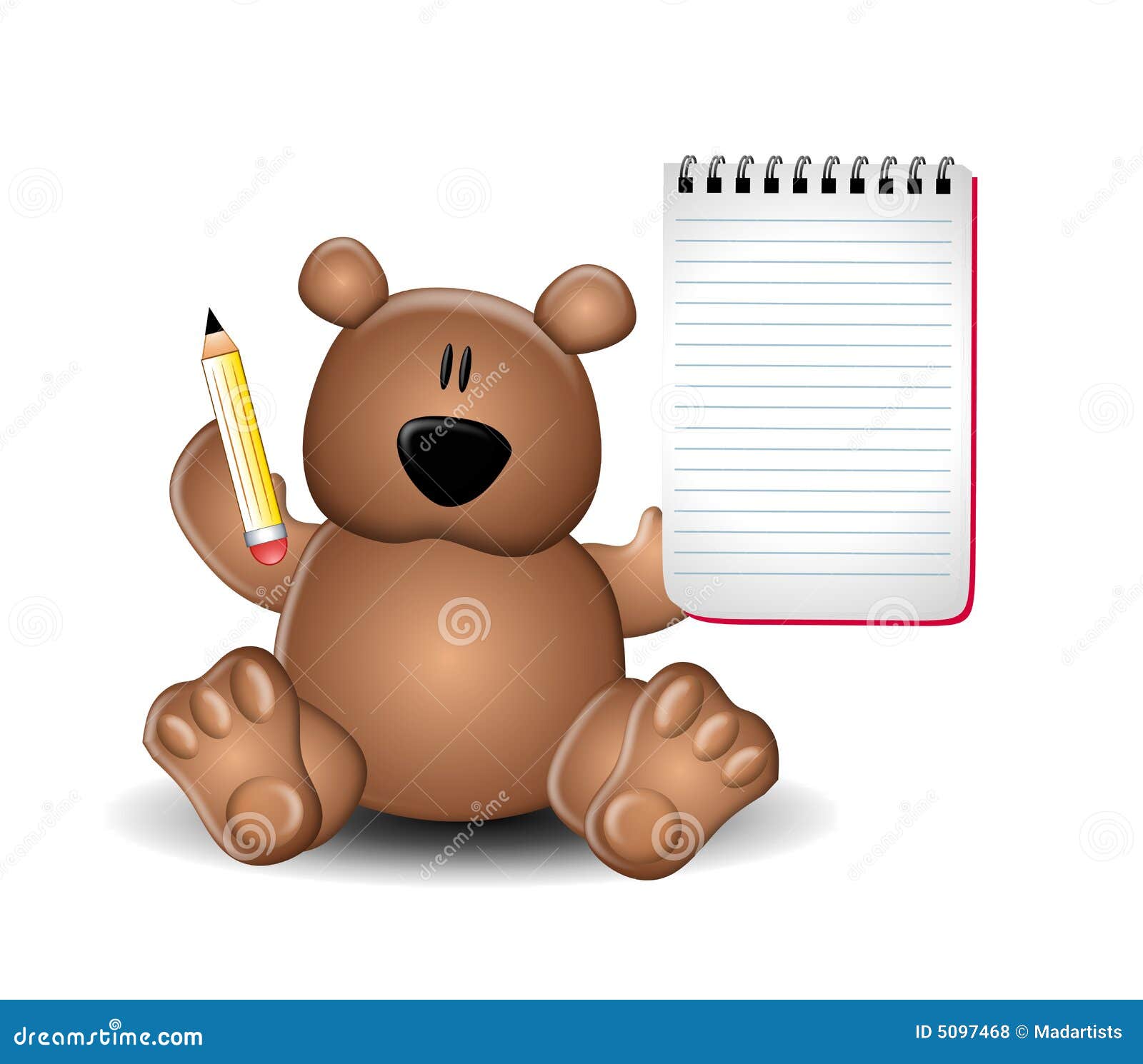 Teddy Bear Holding Notepad Pencil Stock Illustration - Illustration of ...