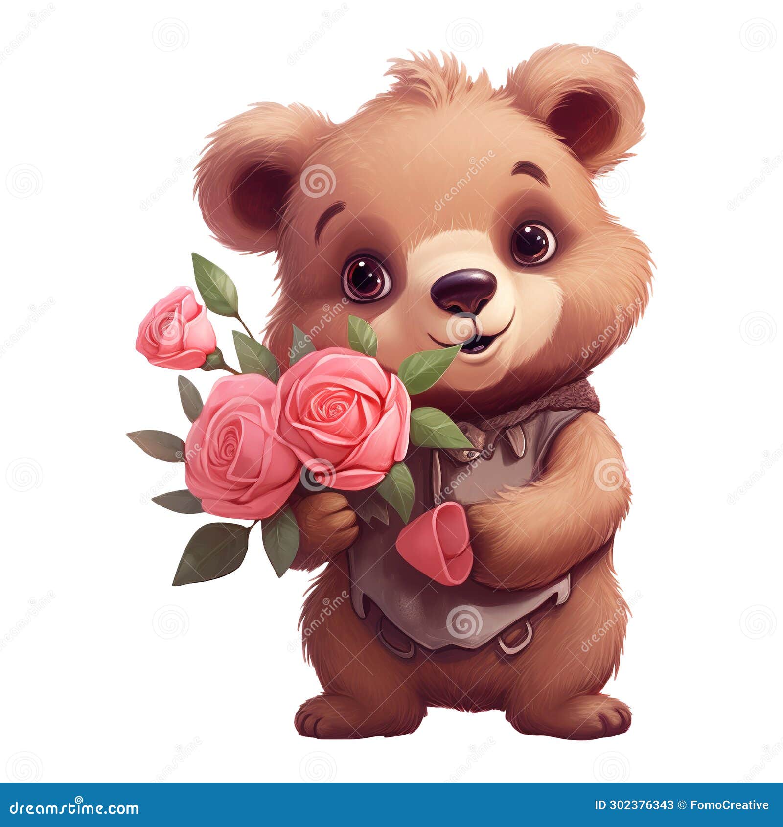 Teddy Bear Holding Roses in Paws Stock Image - Illustration of love ...
