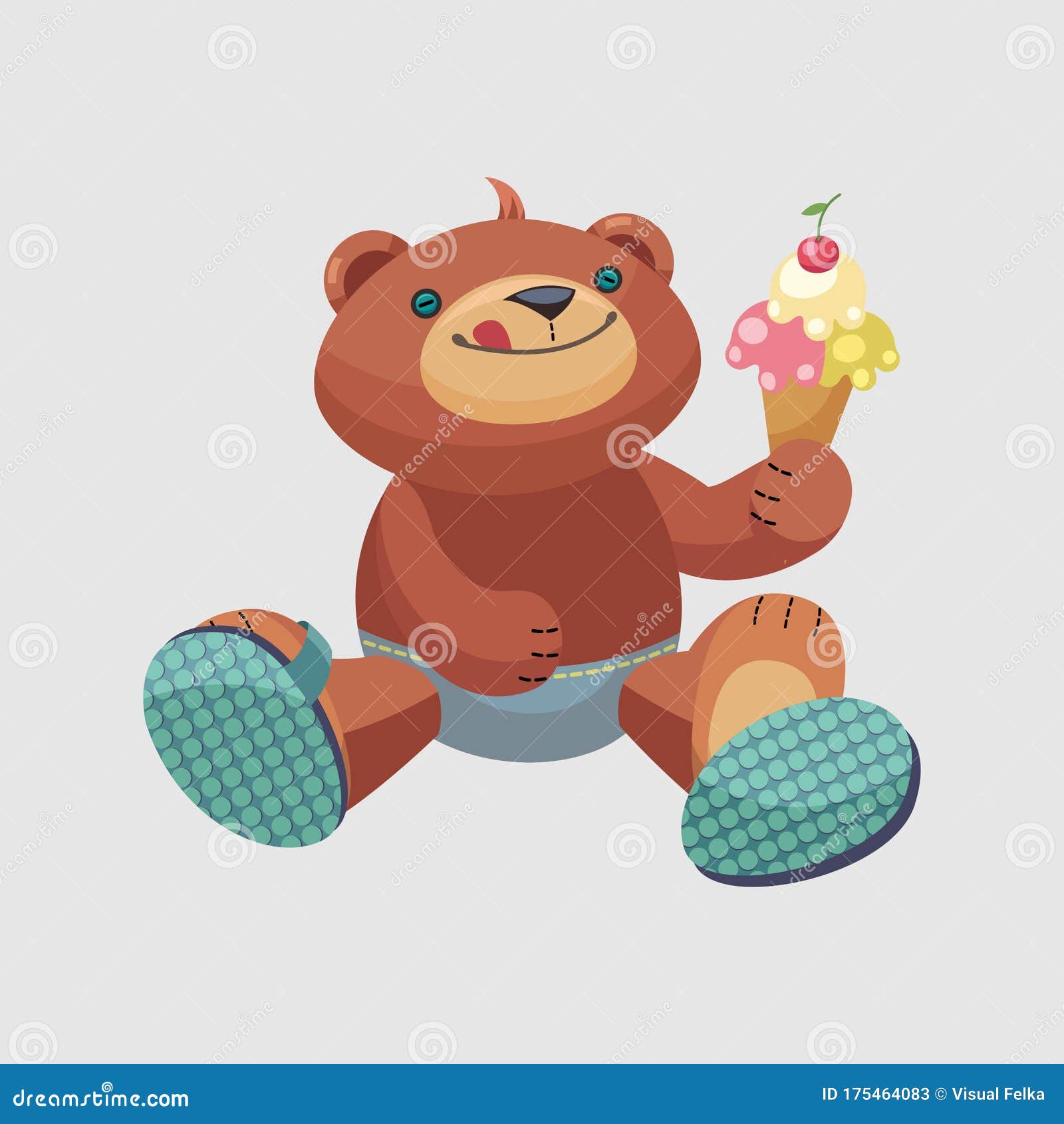 Teddy Bear with Ice Cream Vector Illustration Stock Vector ...