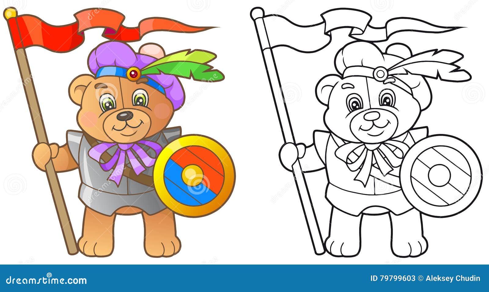 Teddy Bear Knight With A Flag Royalty-Free Stock Photography ...