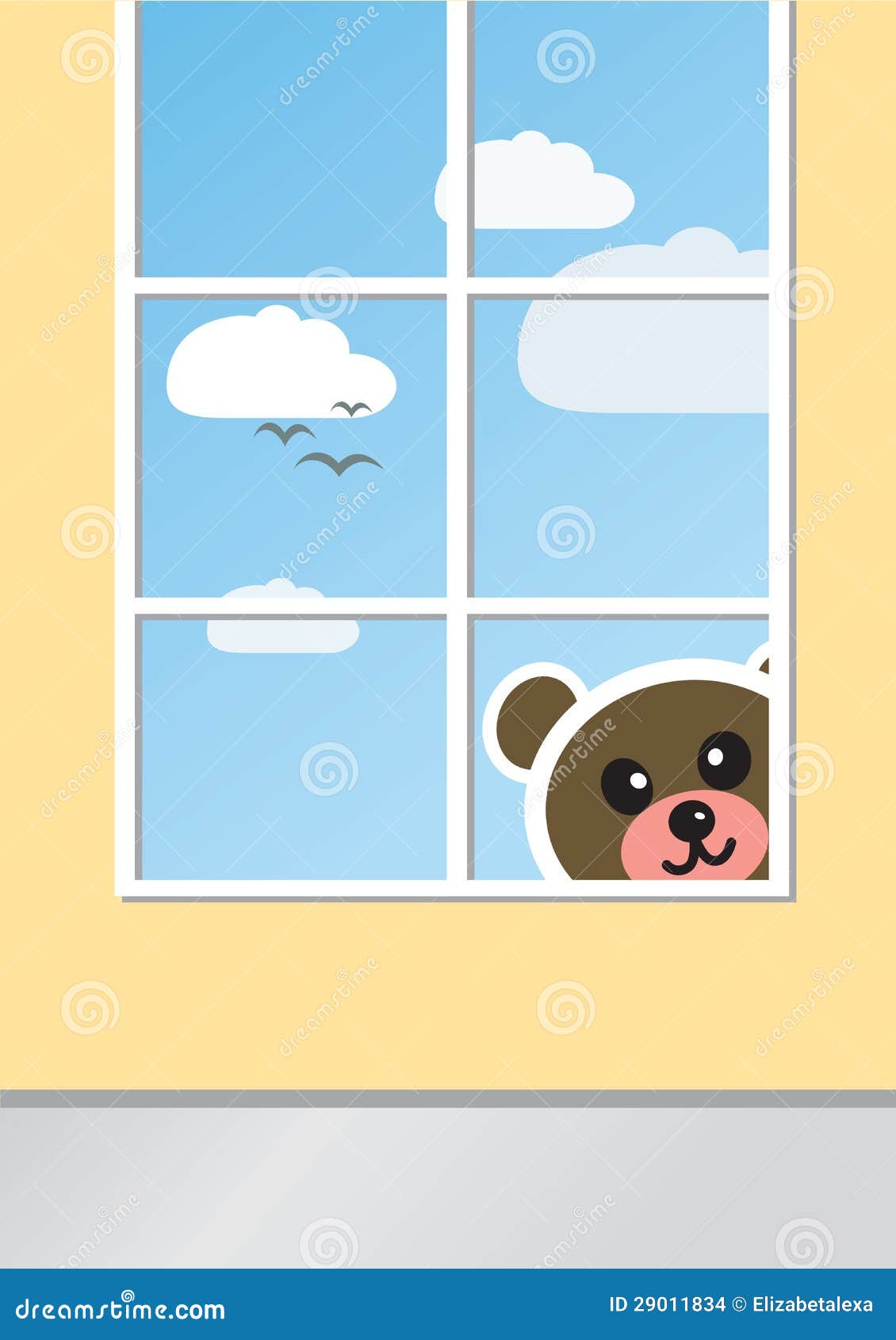 Teddy Bear Looking through the Window Stock Vector - Illustration of ...