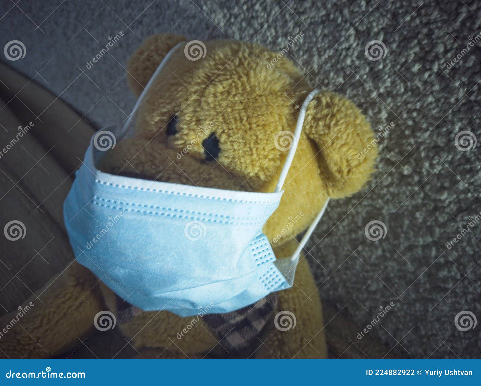 Teddy bear with mask stock photo. Image of sarscovid - 224882922
