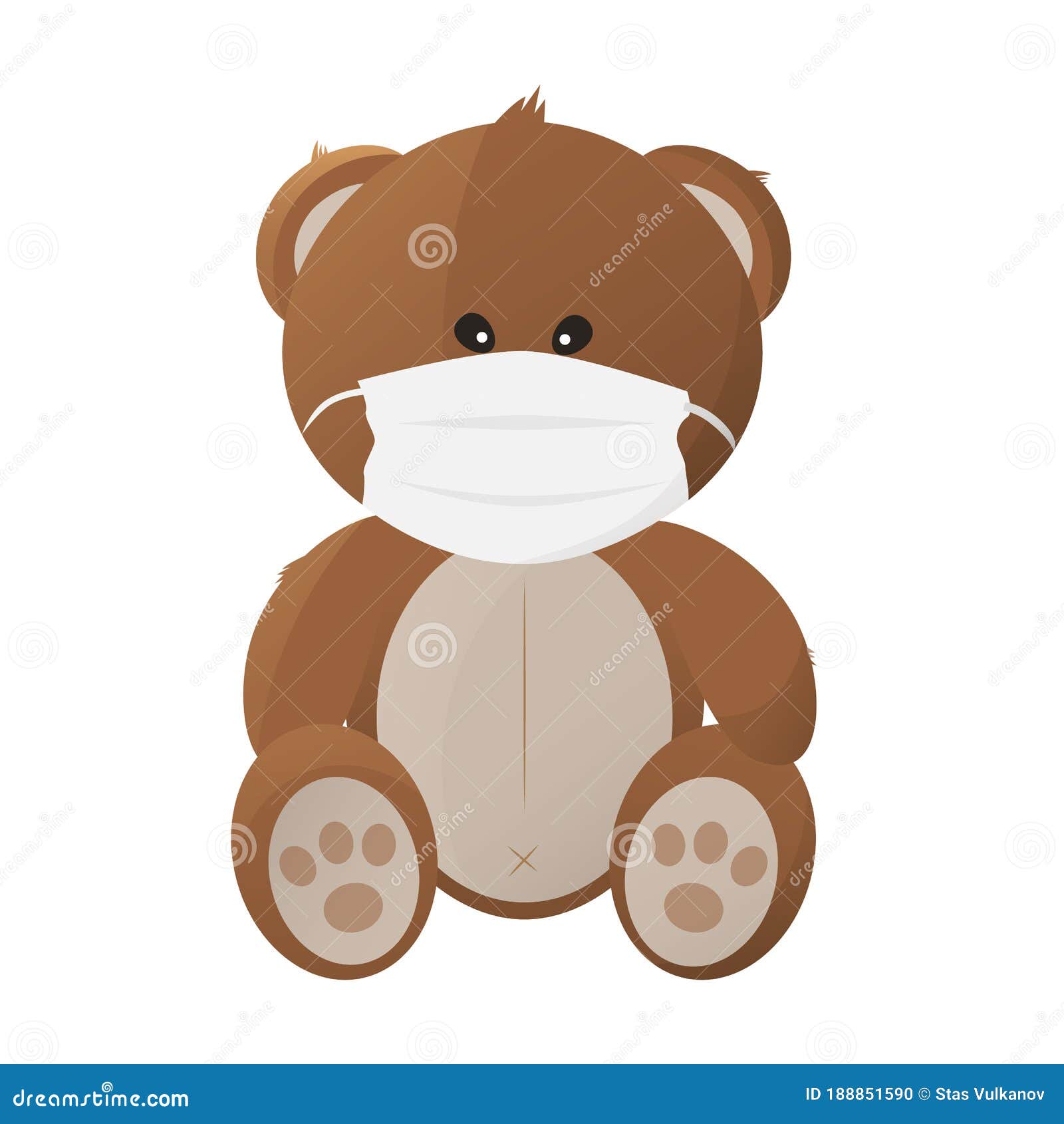 Teddy Bear in a Medical Mask on a White Background, Covid Vector, Stock ... Teddy Bear in a Medical Mask on a White Background, Covid Vector, Stock ...