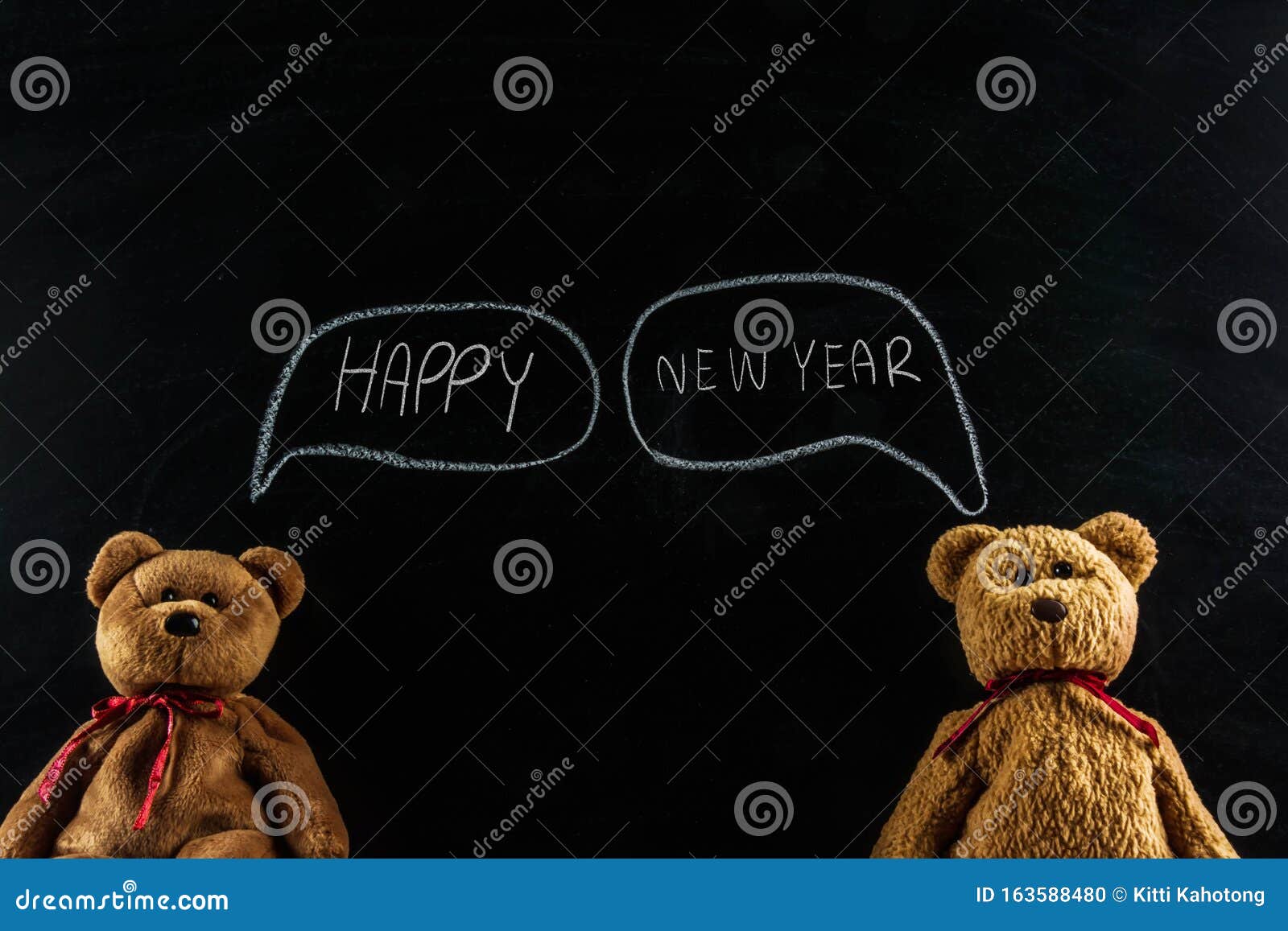 Teddy Bear with Message Happy New Year Stock Photo - Image of ...