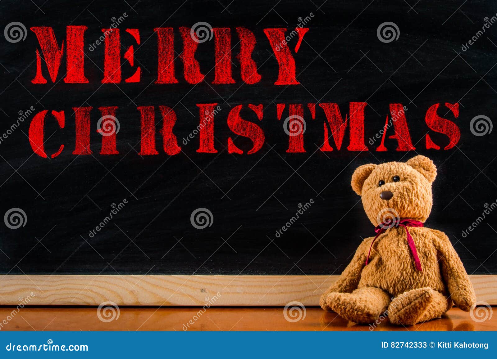 Teddy Bear Message `merry Christmas` Stock Image - Image of cute, retro ...