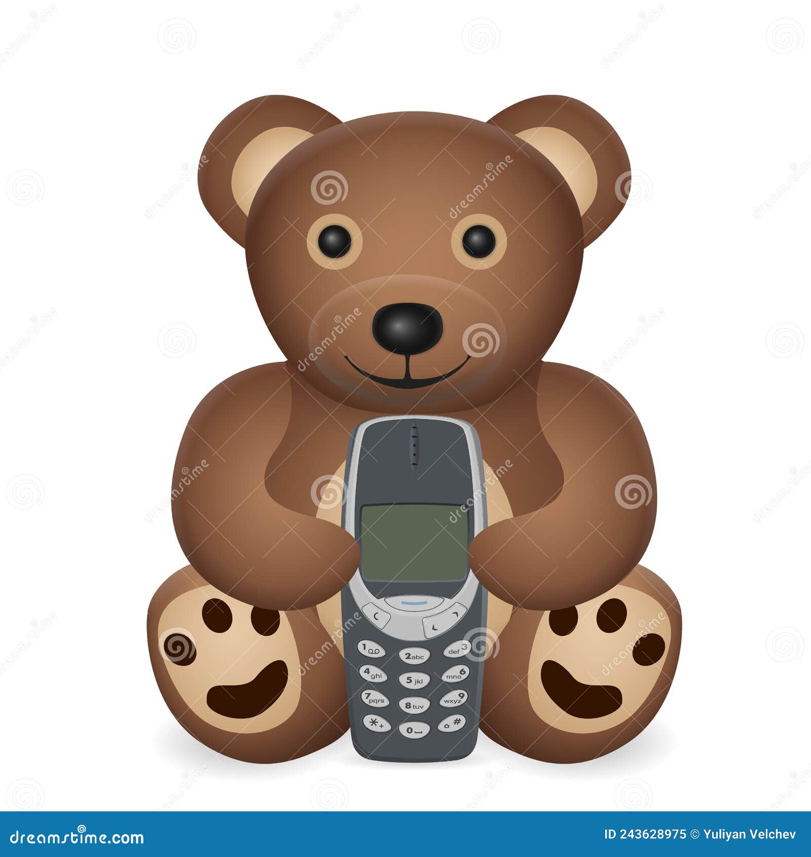 Teddy Bear with Mobile Phone Stock Vector - Illustration of childhood ...