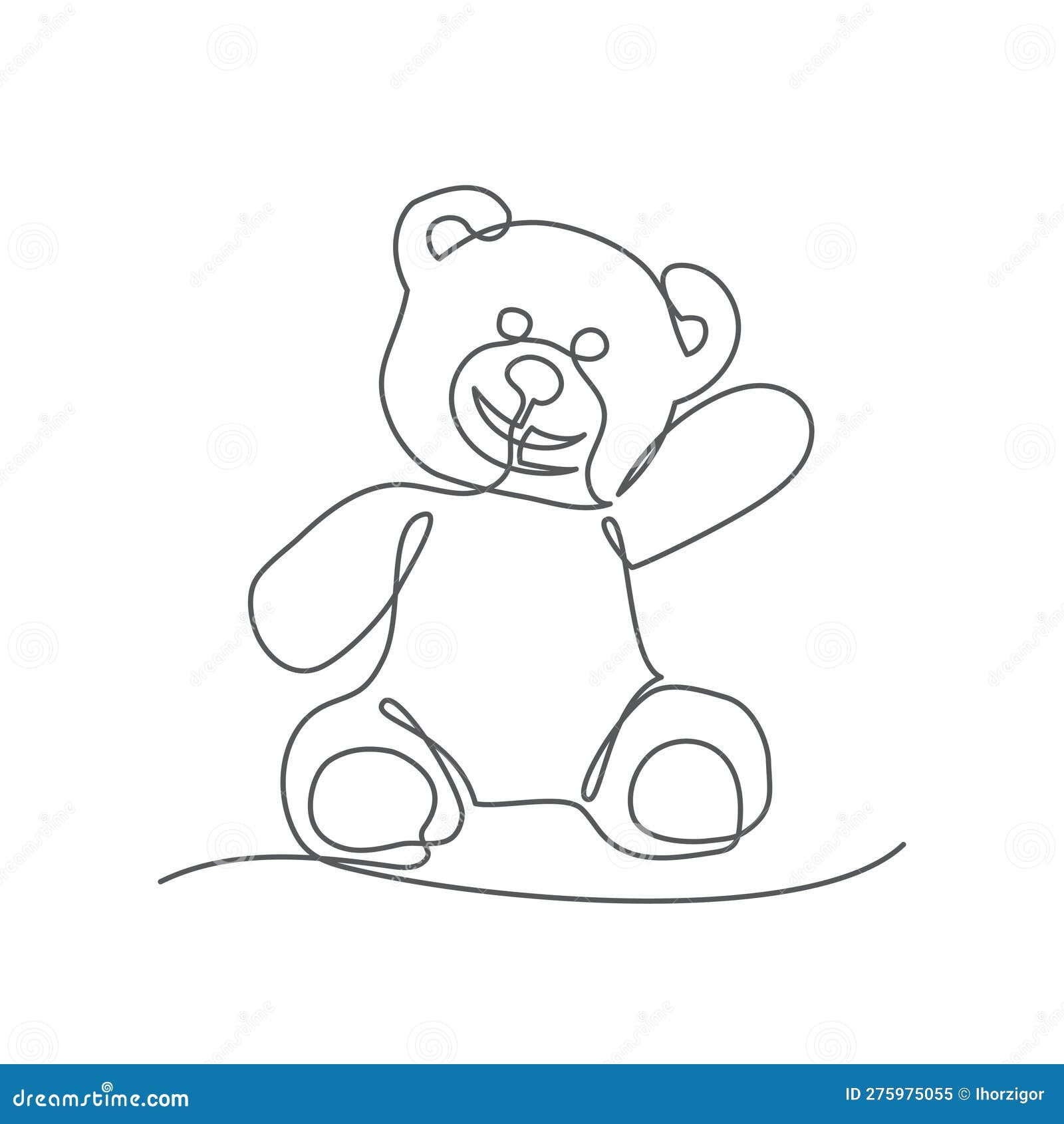Teddy Bear One Line Drawing on White Background Stock Vector ...