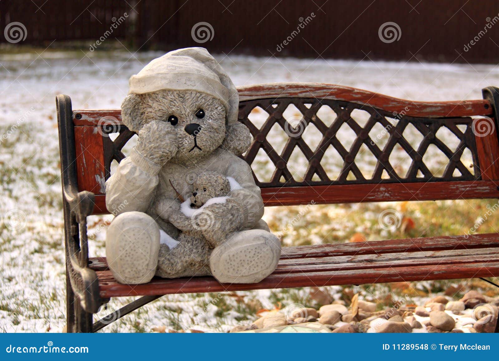Teddy Bear on a Park Bench stock photo. Image of park - 11289548