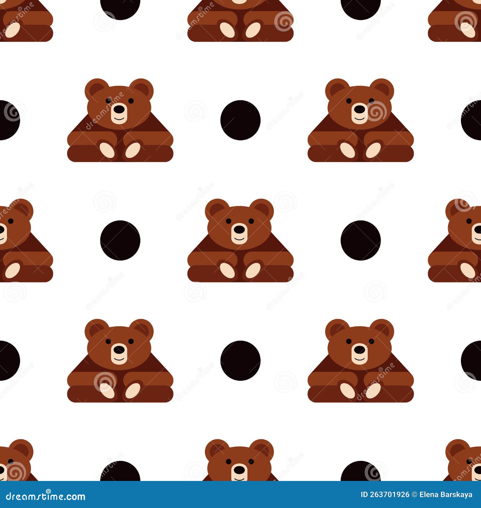Teddy Bear Pattern on White Background in Simple M Style Stock Vector ...