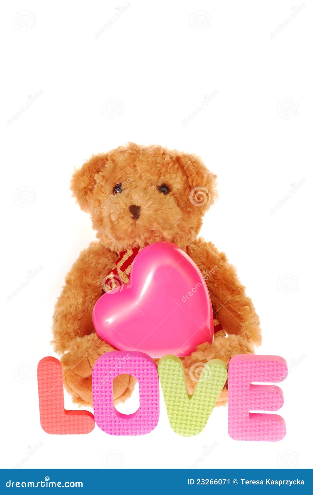 Teddy bear with pink heart stock image. Image of white - 23266071