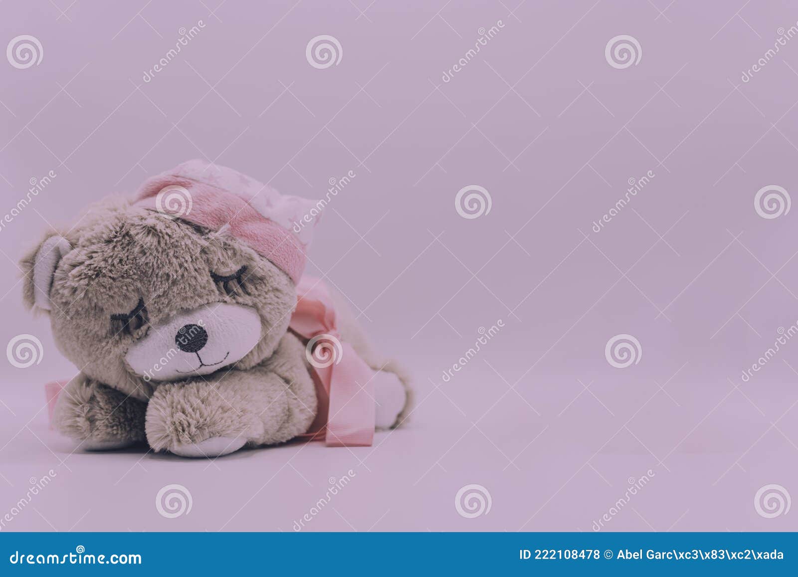 Teddy Bear with Pink Ribbon Stock Photo - Image of babyhood, sitting ...