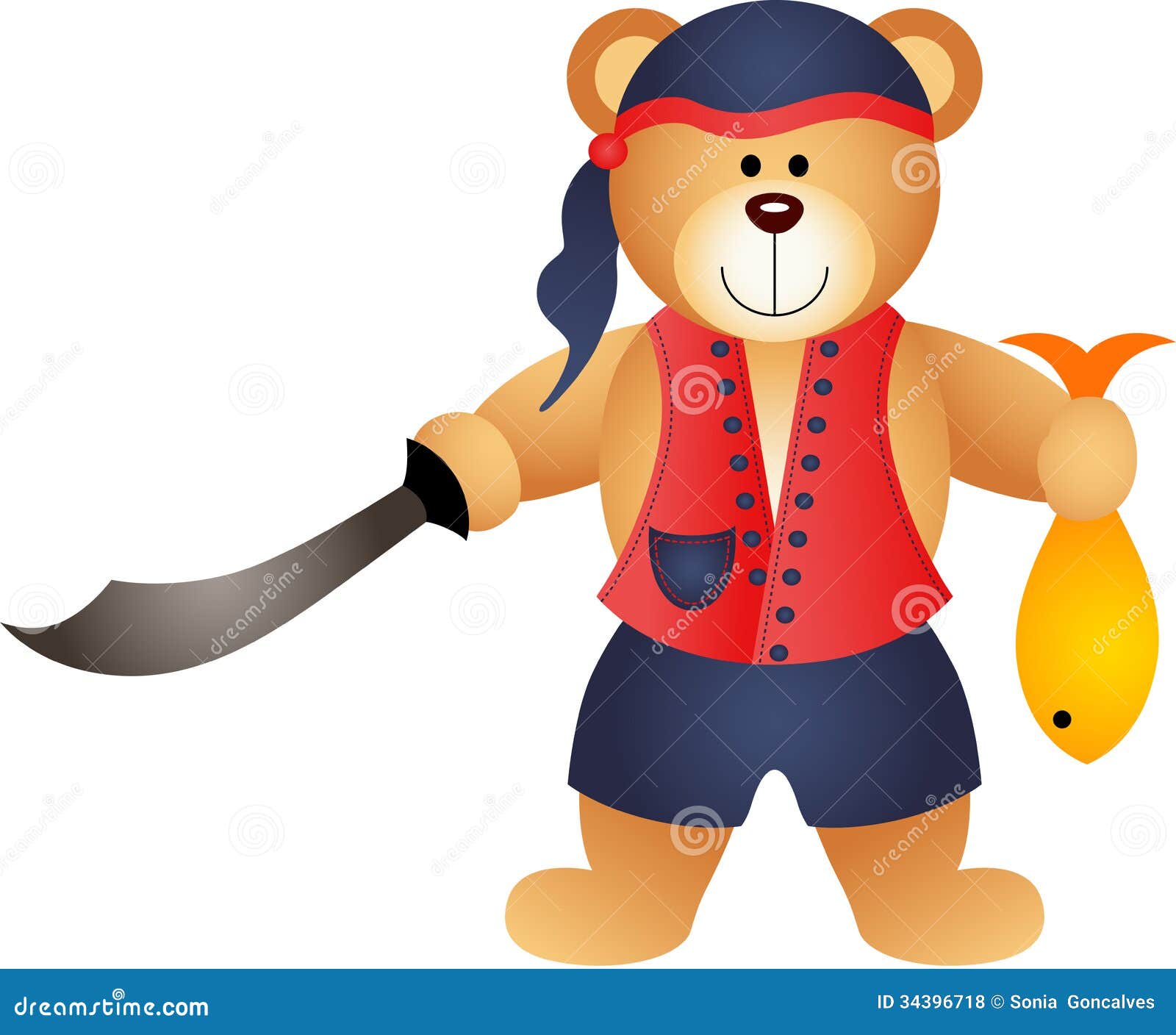 Pirate Fish Illustrations Set. Undersea World Habitants Wearing Pirate ...