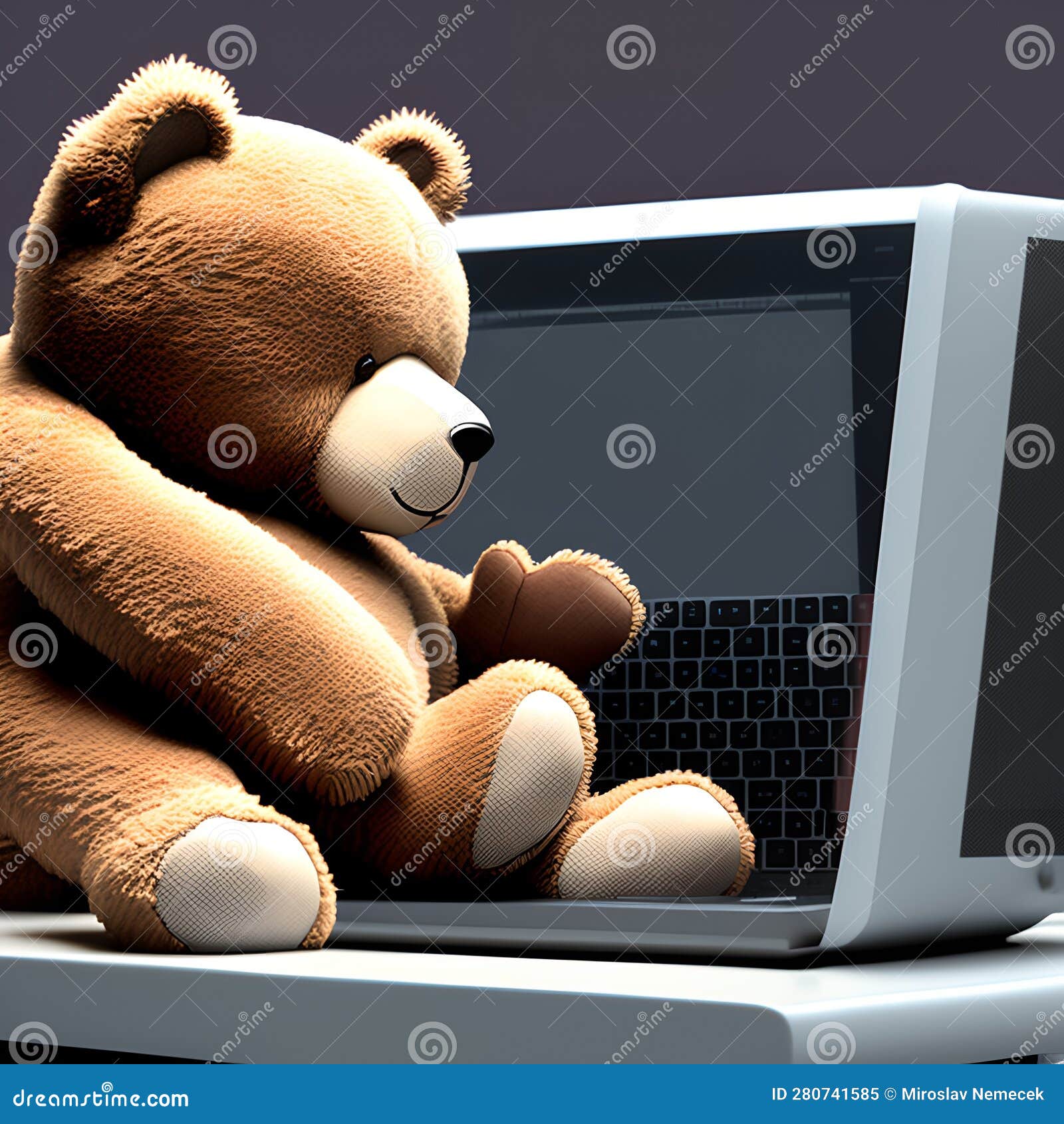 Teddy Bear Playing Computer Games, Generative AI Illustration Stock ...