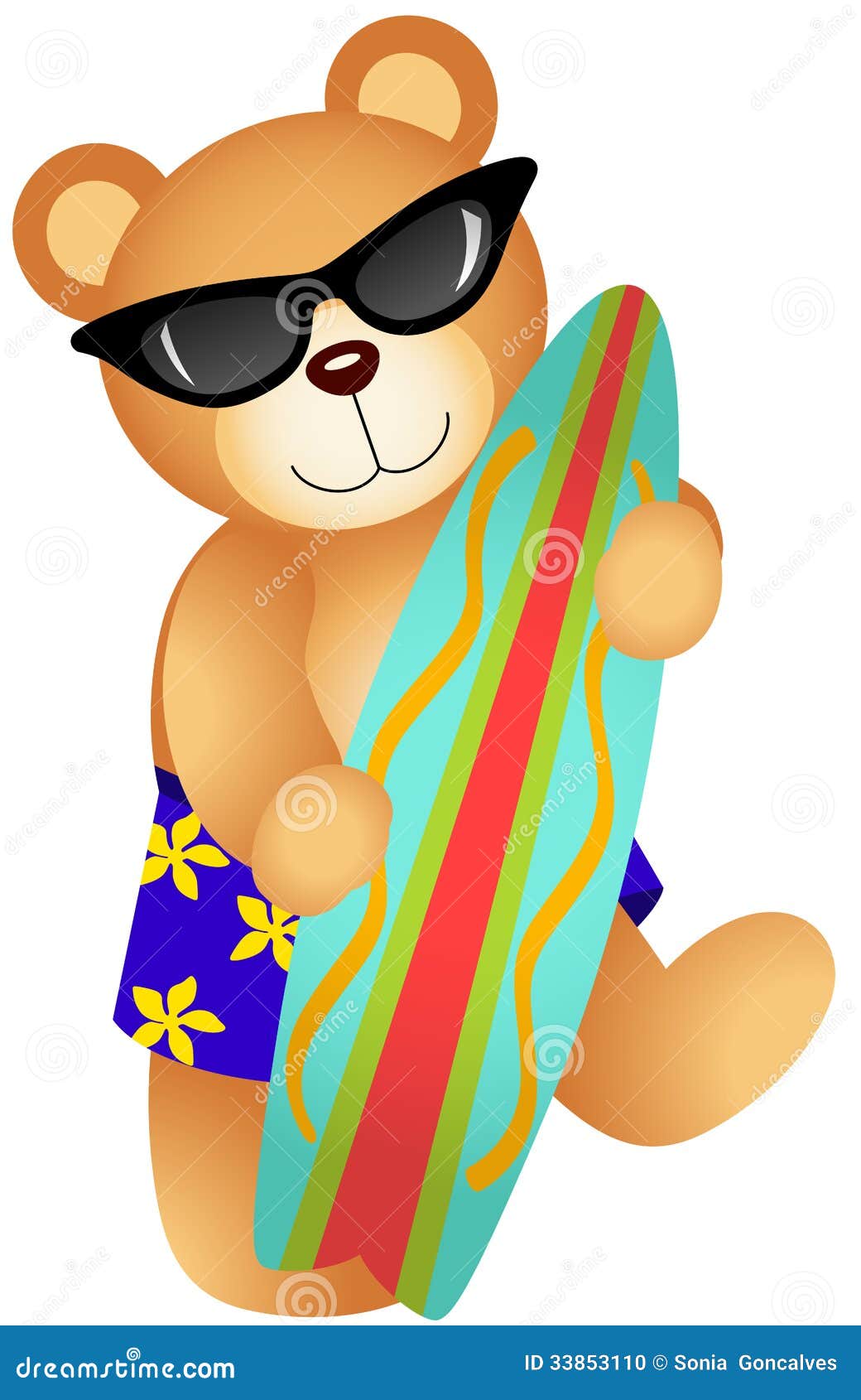 Teddy Bear Que Practica Surf Ilustración del Vector - Ilustración de ...