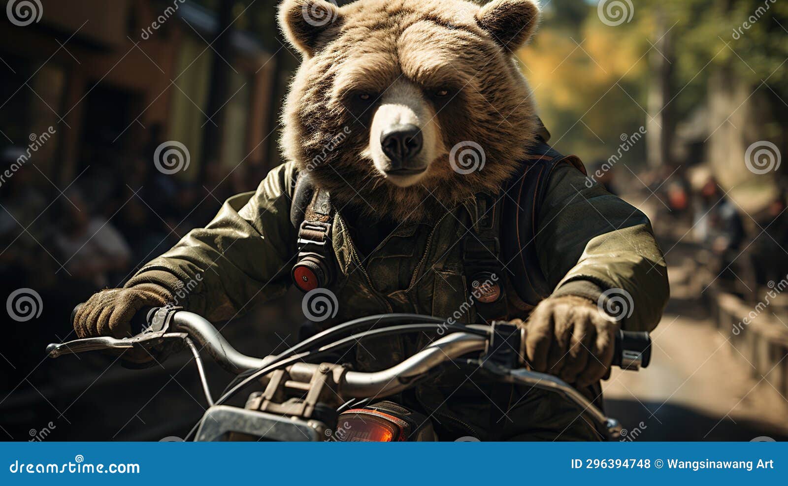 Teddy Bear Riding a Motorcycle in the City. Toned Stock Photo - Image ...