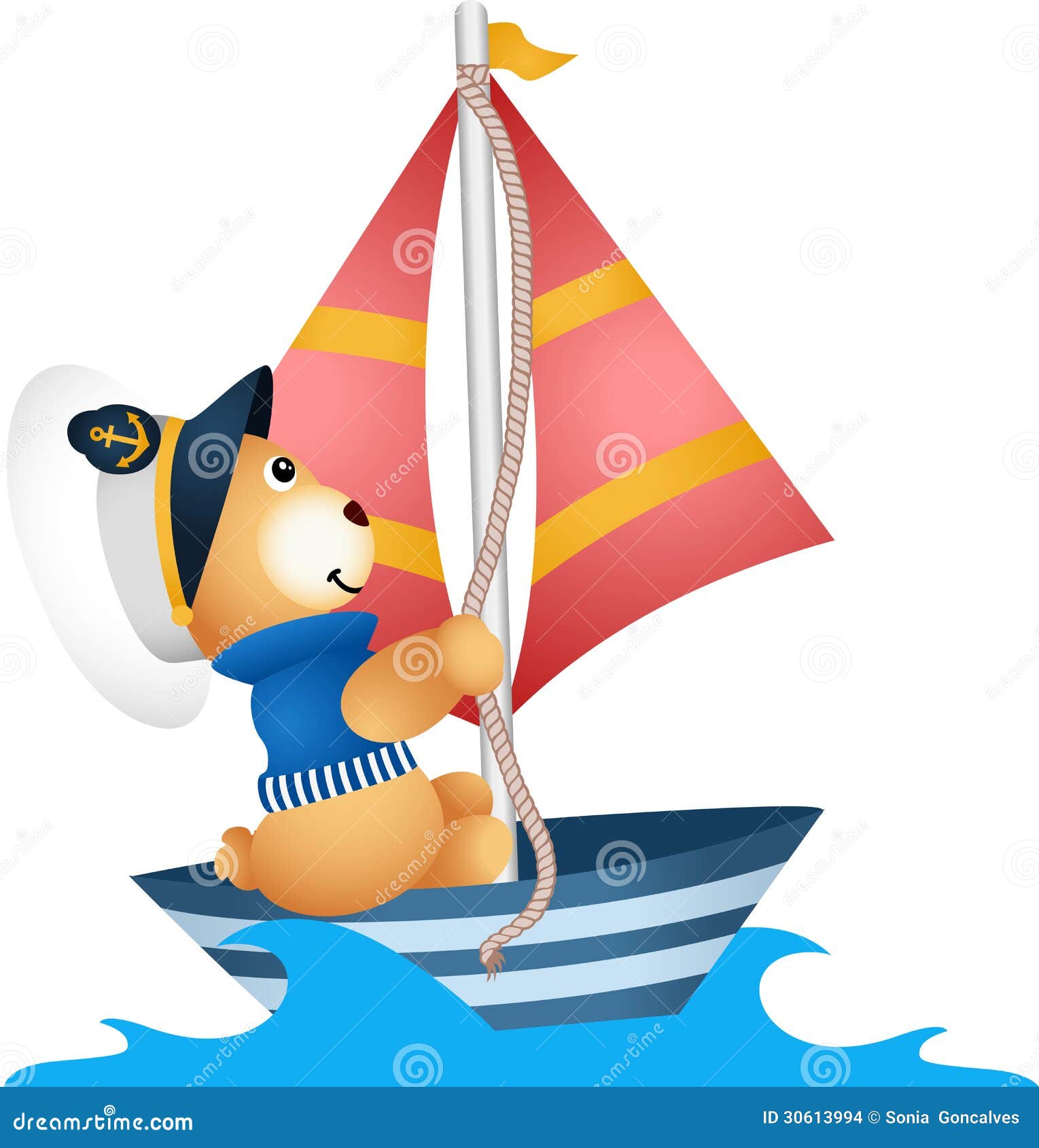 Bear In A Sailor Suit. Marine Backgrounds With A Whale, A Letter In A ...