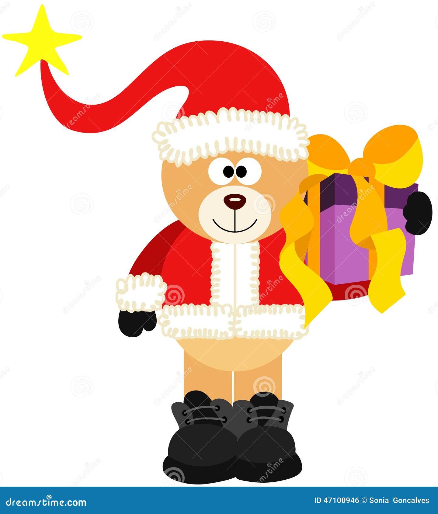 Teddy Bear Santa with Christmas Gift Stock Vector - Illustration of ...
