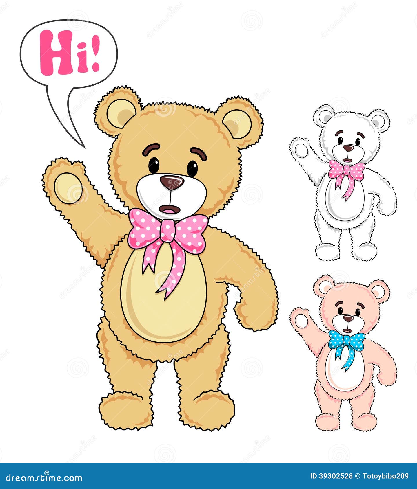 Teddy Bear Saying Hi Vector Stock Vector - Illustration of decoration ...