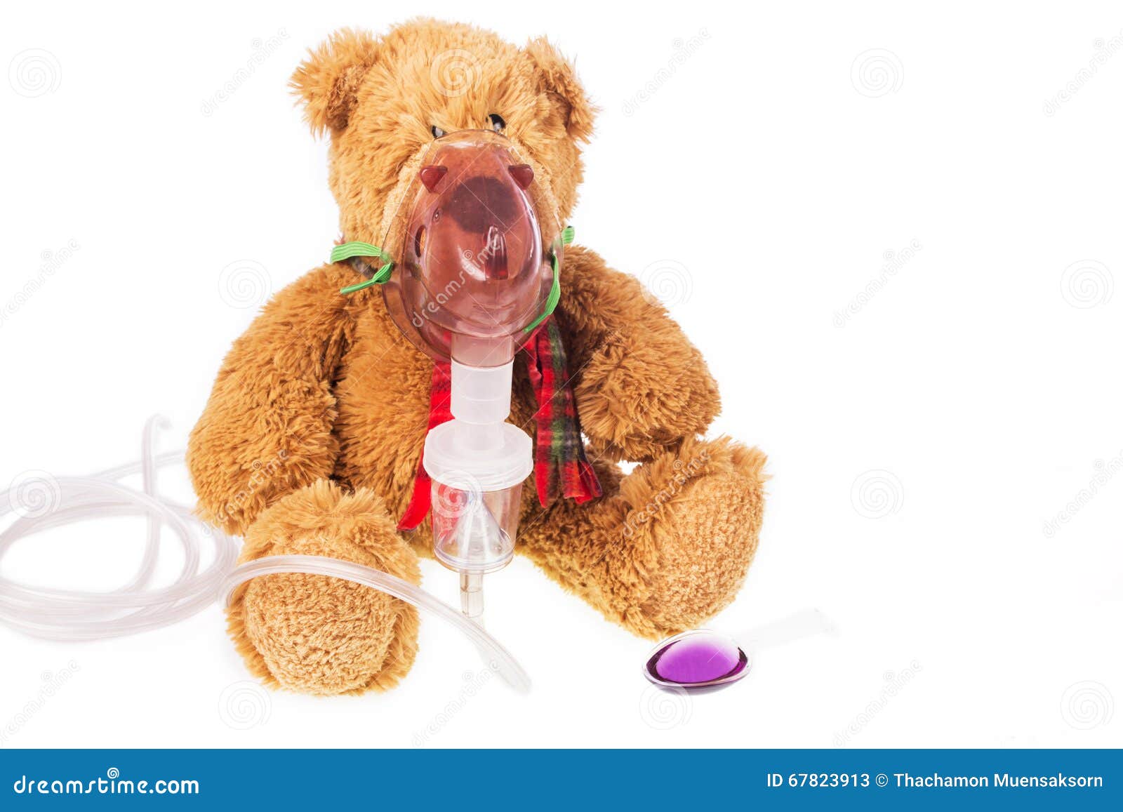 Teddy Bear Sick in Inhaler Mask Stock Image - Image of white, medical ...