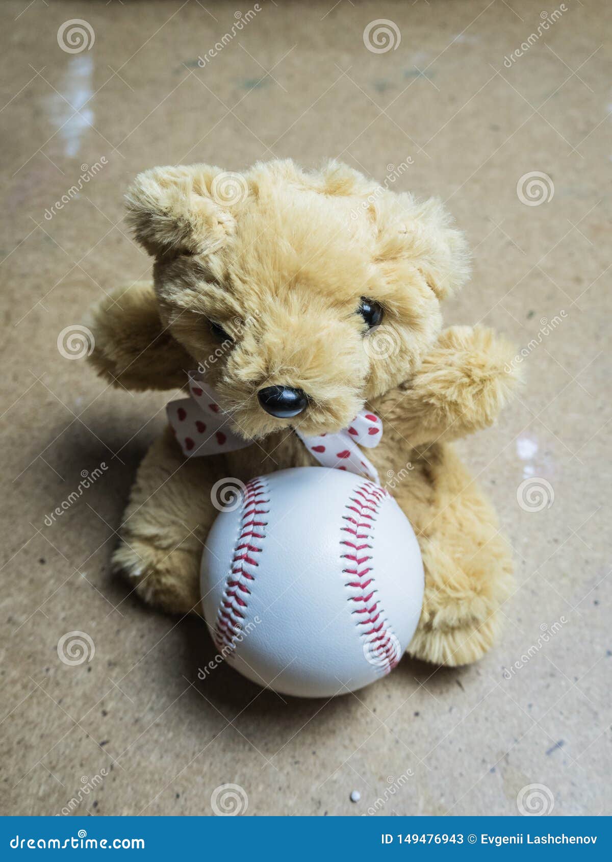 Teddy Bear Sitting with a Baseball Ball Stock Image - Image of fluffy ...
