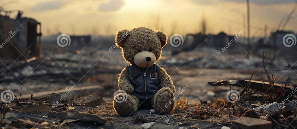 A Teddy Bear Sitting on a Broken Path Stock Image - Image of walkway ...