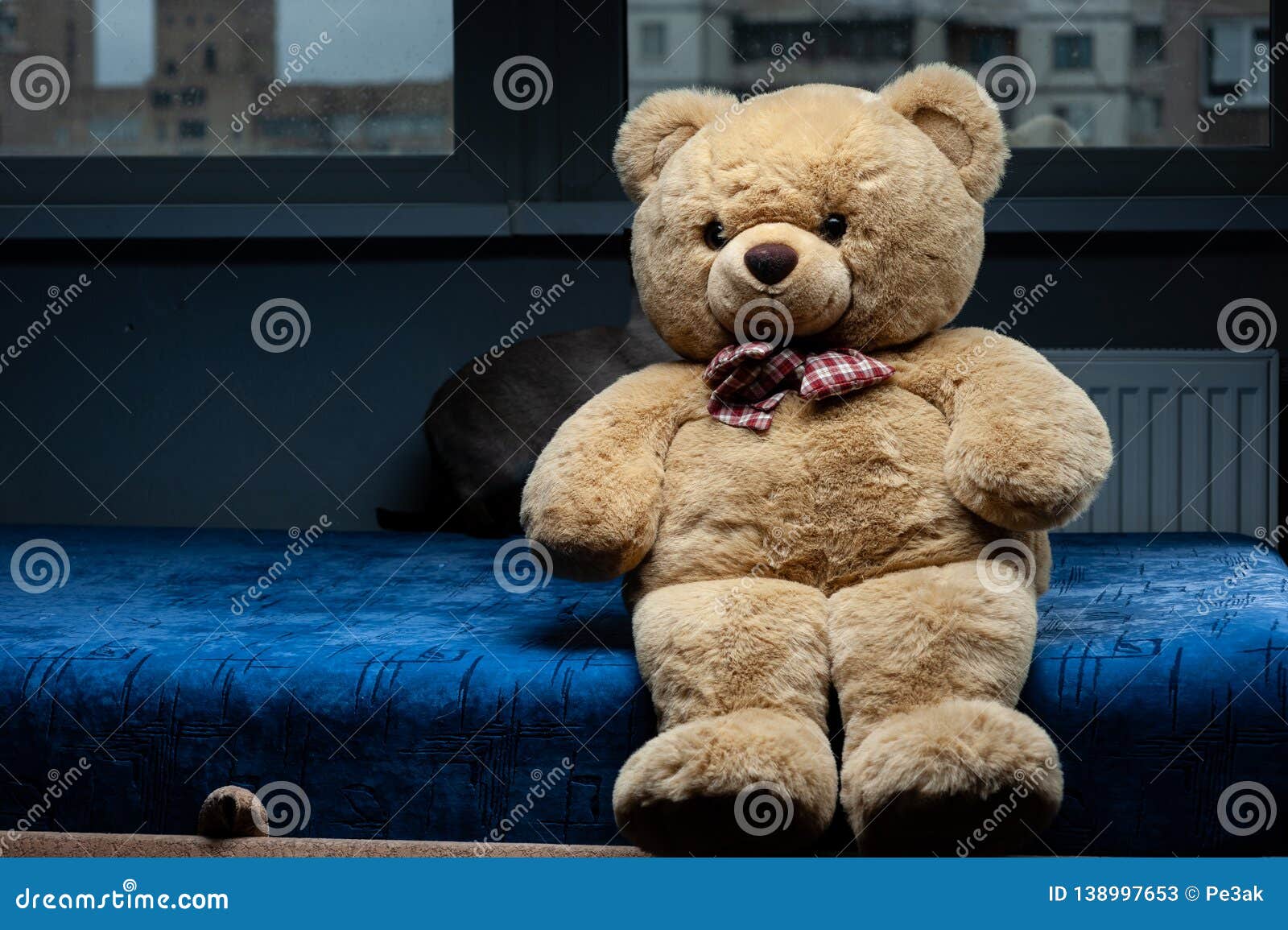 Teddy Bear Sitting on the Couch Stock Image - Image of object, brown ...