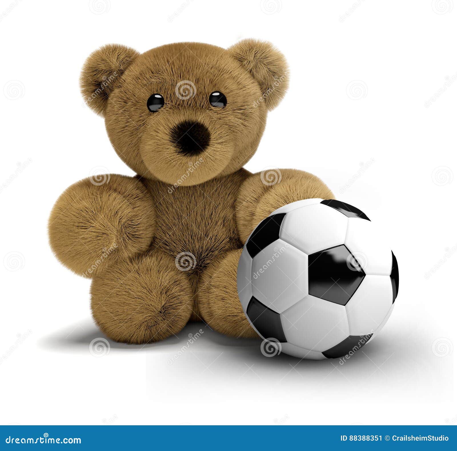 Teddy Bear Soccer Football 3d Render Stock Illustration - Illustration ...