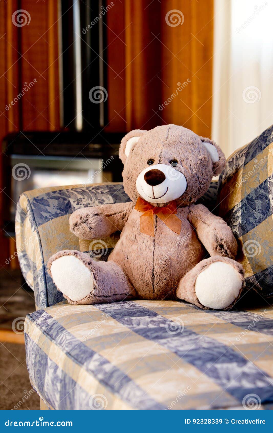 Teddy Bear on sofa stock image. Image of teddy, cozy - 92328339