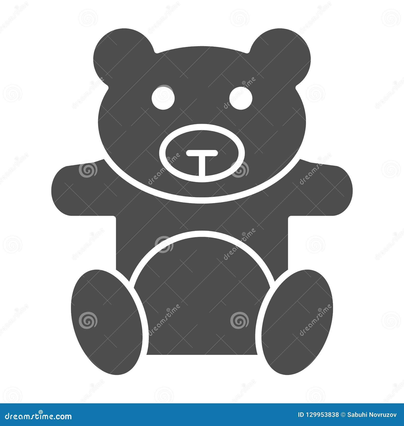 Teddy Bear Solid Icon. Plush Toy Vector Illustration Isolated on White ...