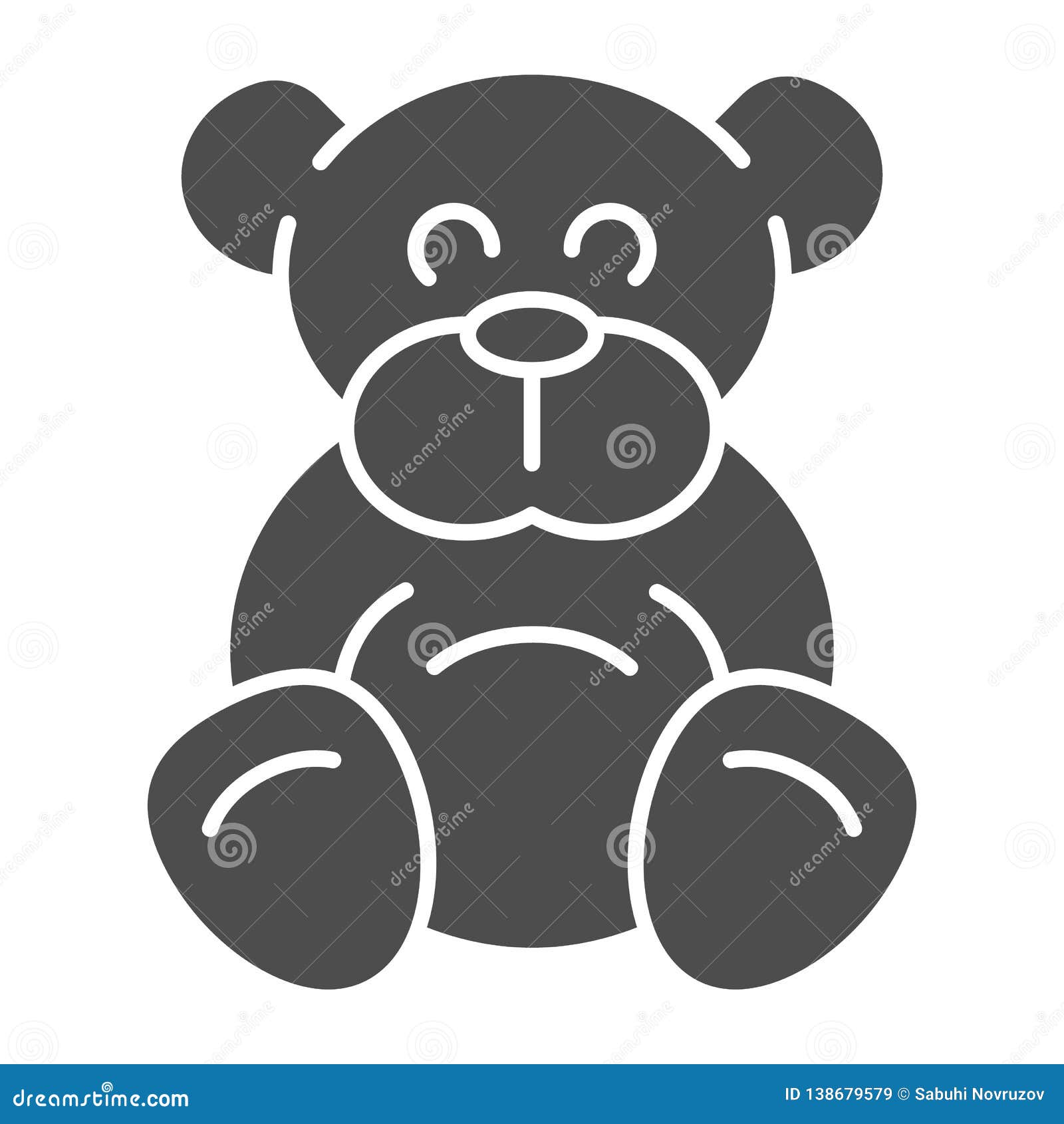Teddy Bear Solid Icon. Plush Toy Vector Illustration Isolated on White ...