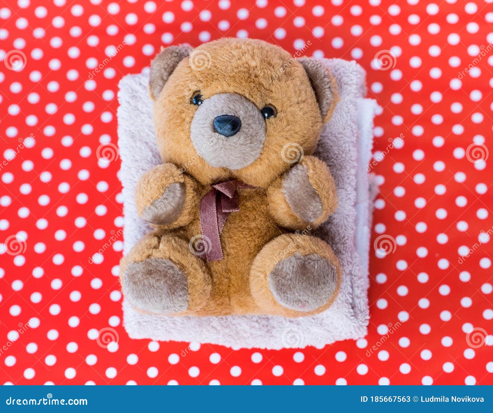Teddy Bear is on a Stack of a Clean Cotton Towels Stock Image - Image ...