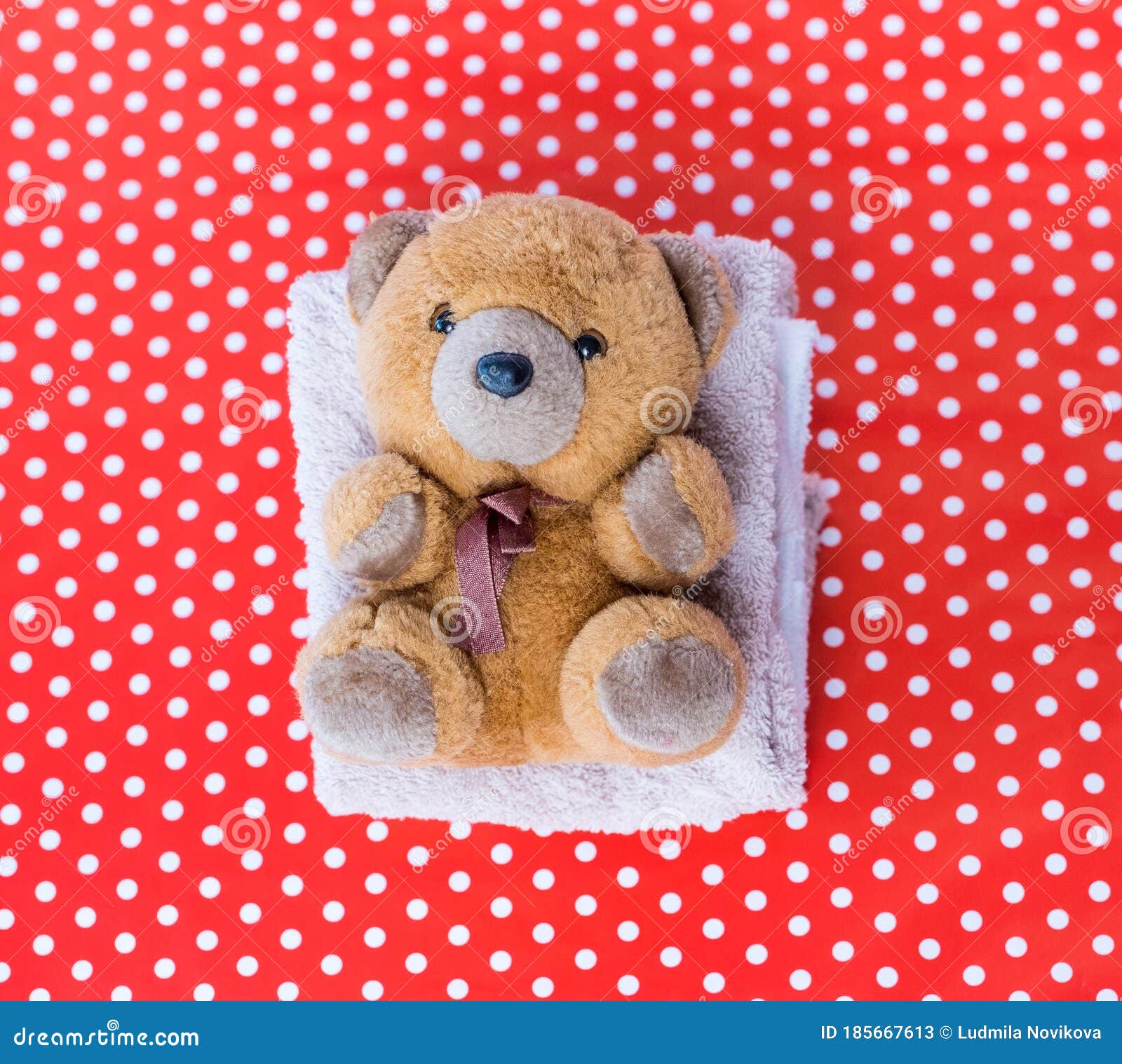 Teddy Bear is on a Stack of a Clean Cotton Towels Stock Image - Image ...