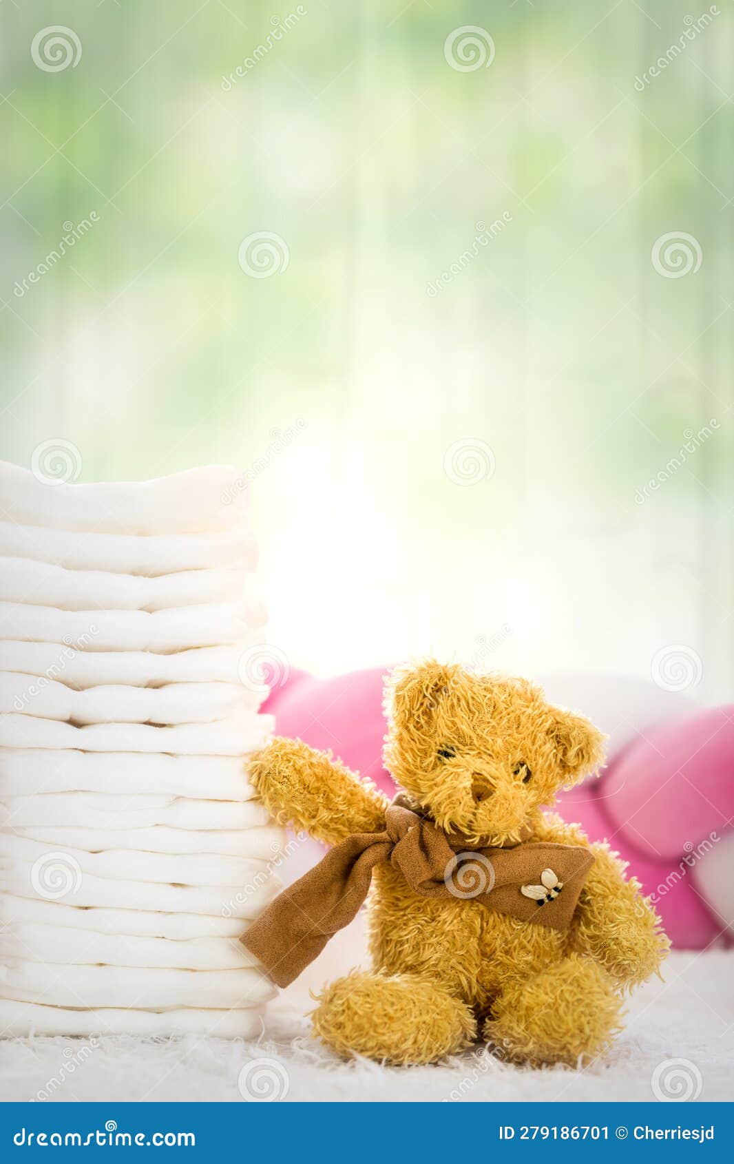 Teddy Bear and Stack Disposable Diapers Stock Image - Image of stuffed ...