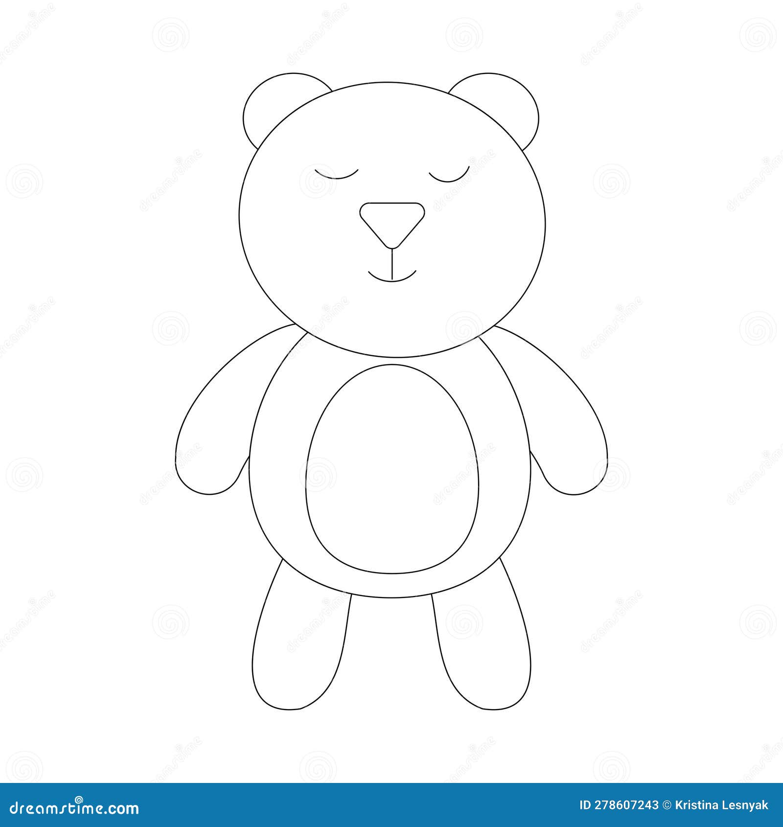 Teddy Bear Toy Coloring Line Doodle Element Stock Vector - Illustration ...