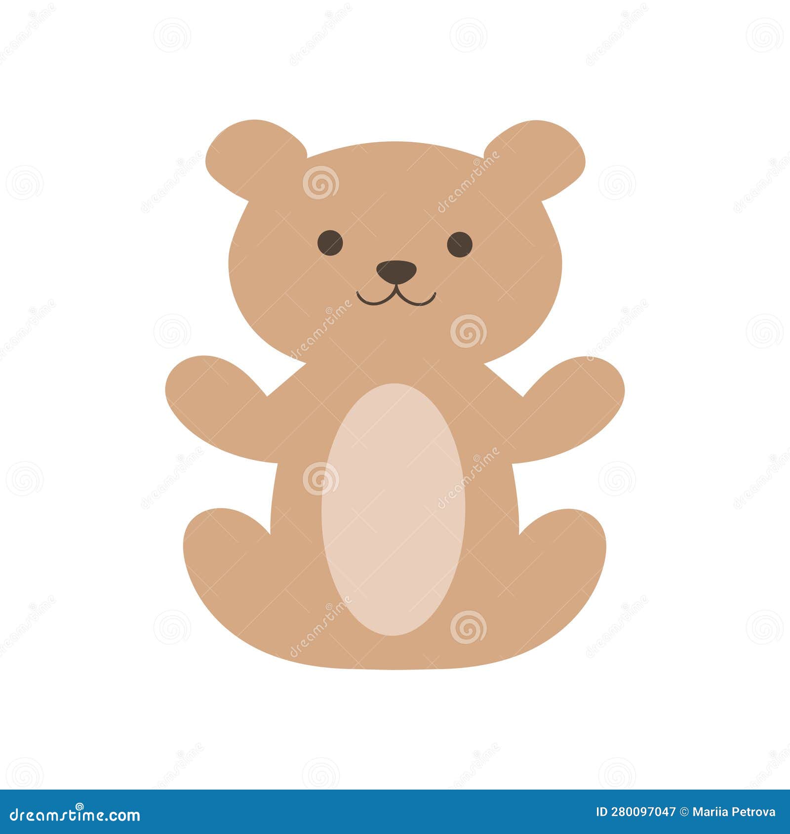 Cute Teddy Bear Toy Isolated on White Background. Vector Illustration ...
