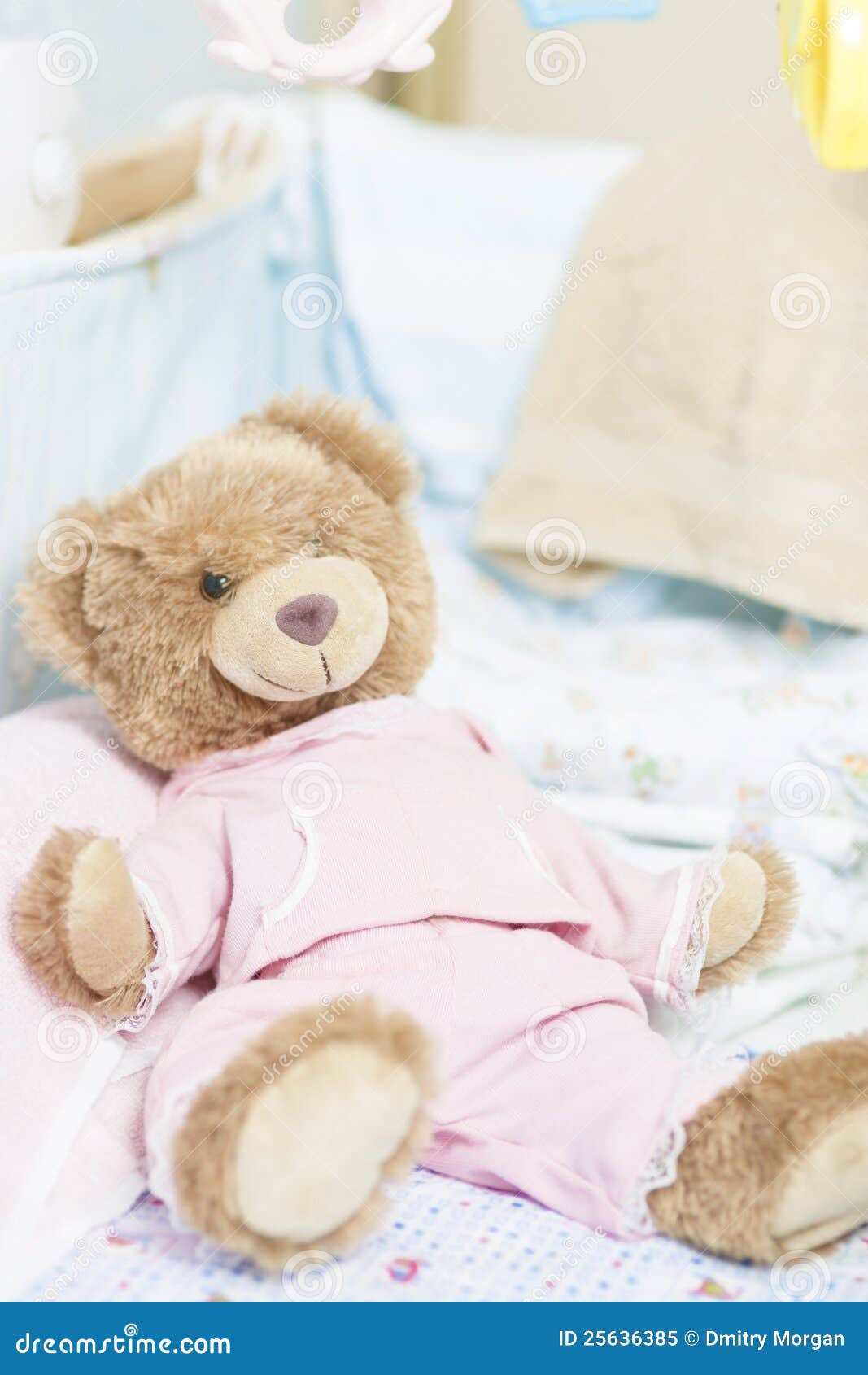 Teddy Bear Toy for a Newborn Stock Image - Image of cradle, child: 25636385