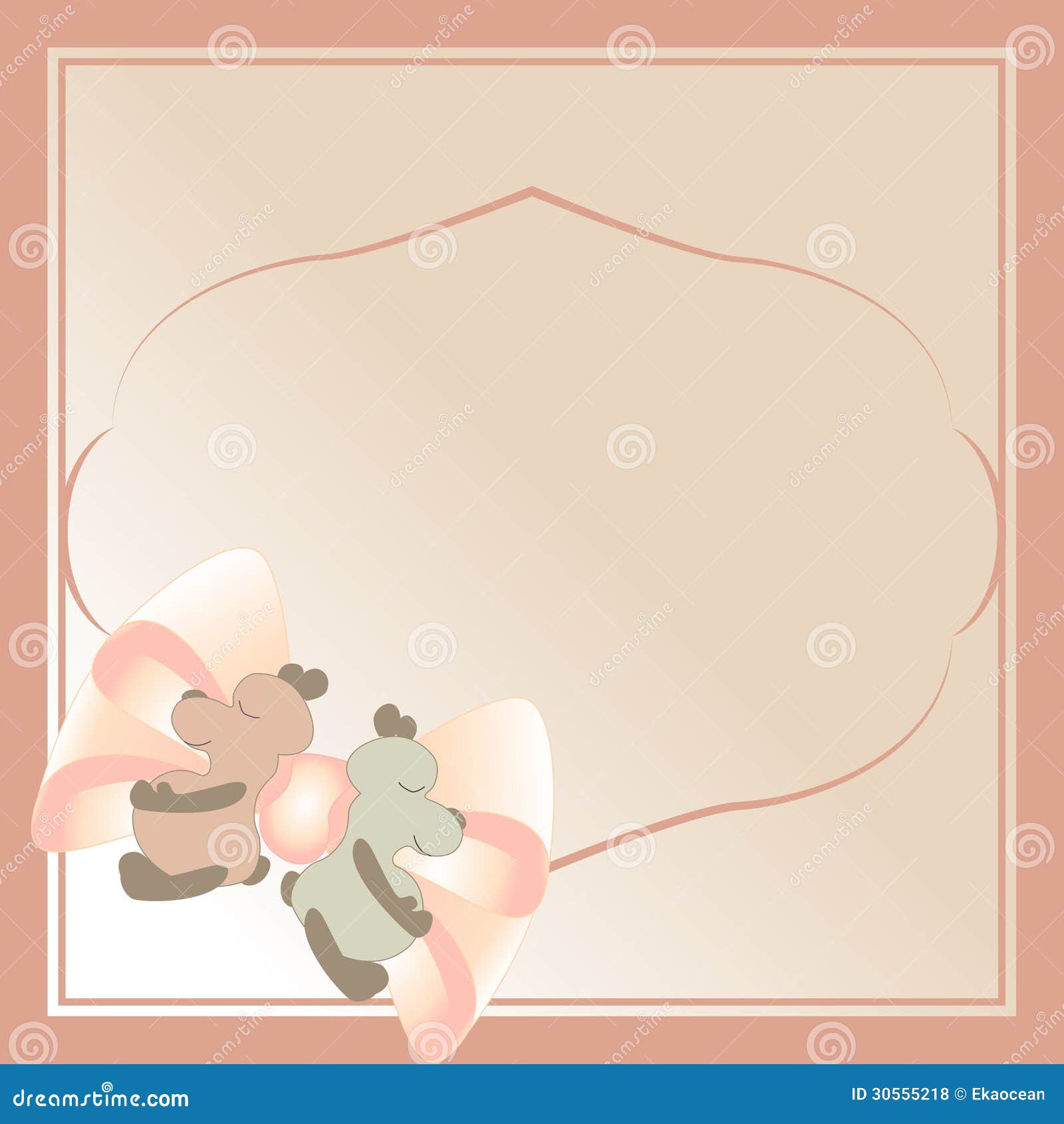 Teddy Bear Toy Pink Frame. Vector Illustration. Stock Illustration ...