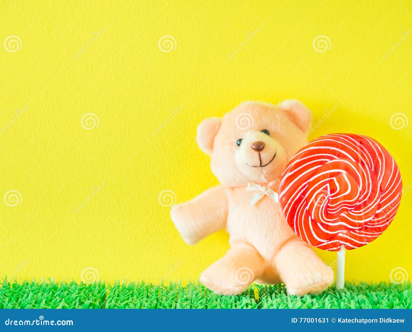 Teddy Bear Toy with Red and White Peppermint Candy Stock Image - Image ...