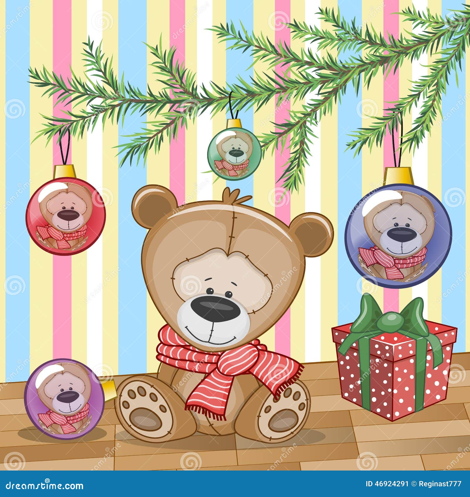 Teddy Bear under the tree stock vector. Illustration of teddy - 46924291