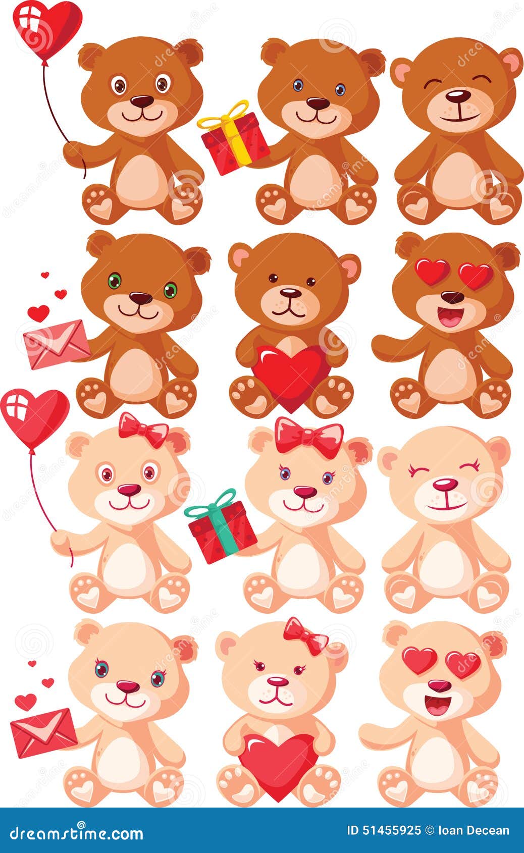 Teddy Bears Characters Set vector illustratie. Illustration of ...