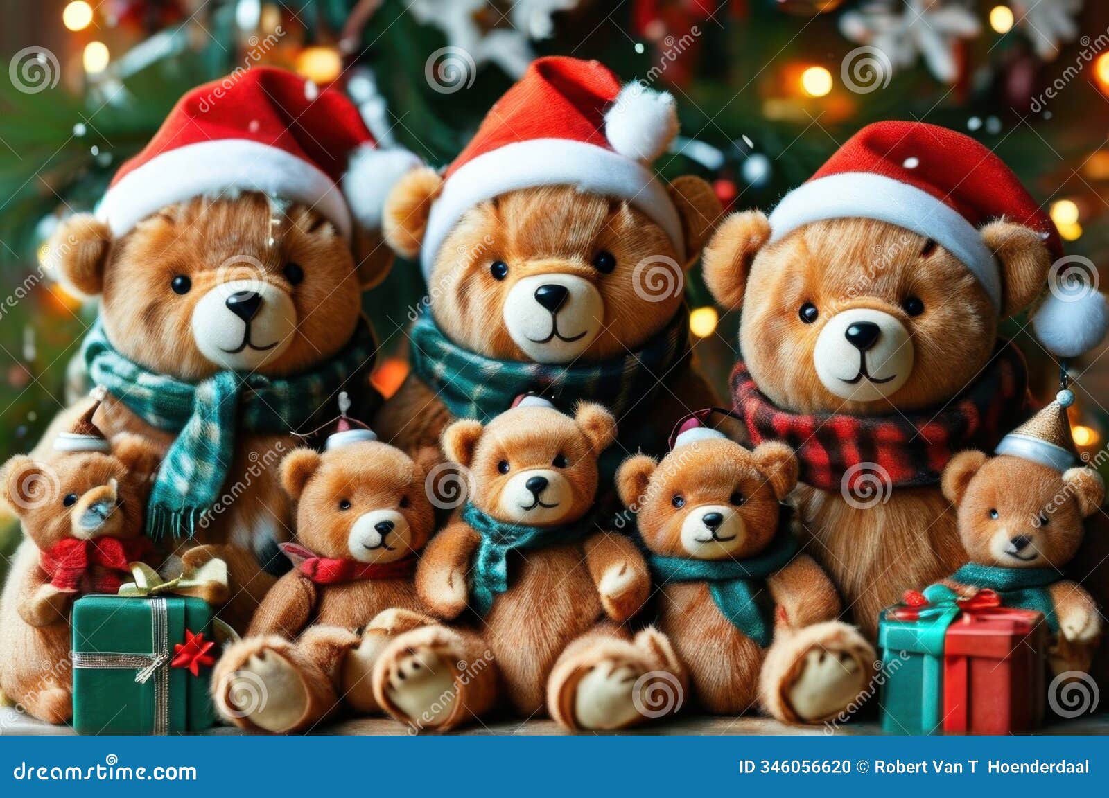 Teddy Bears in a Christmas Scene at 20-11-2024 Stock Illustration ...
